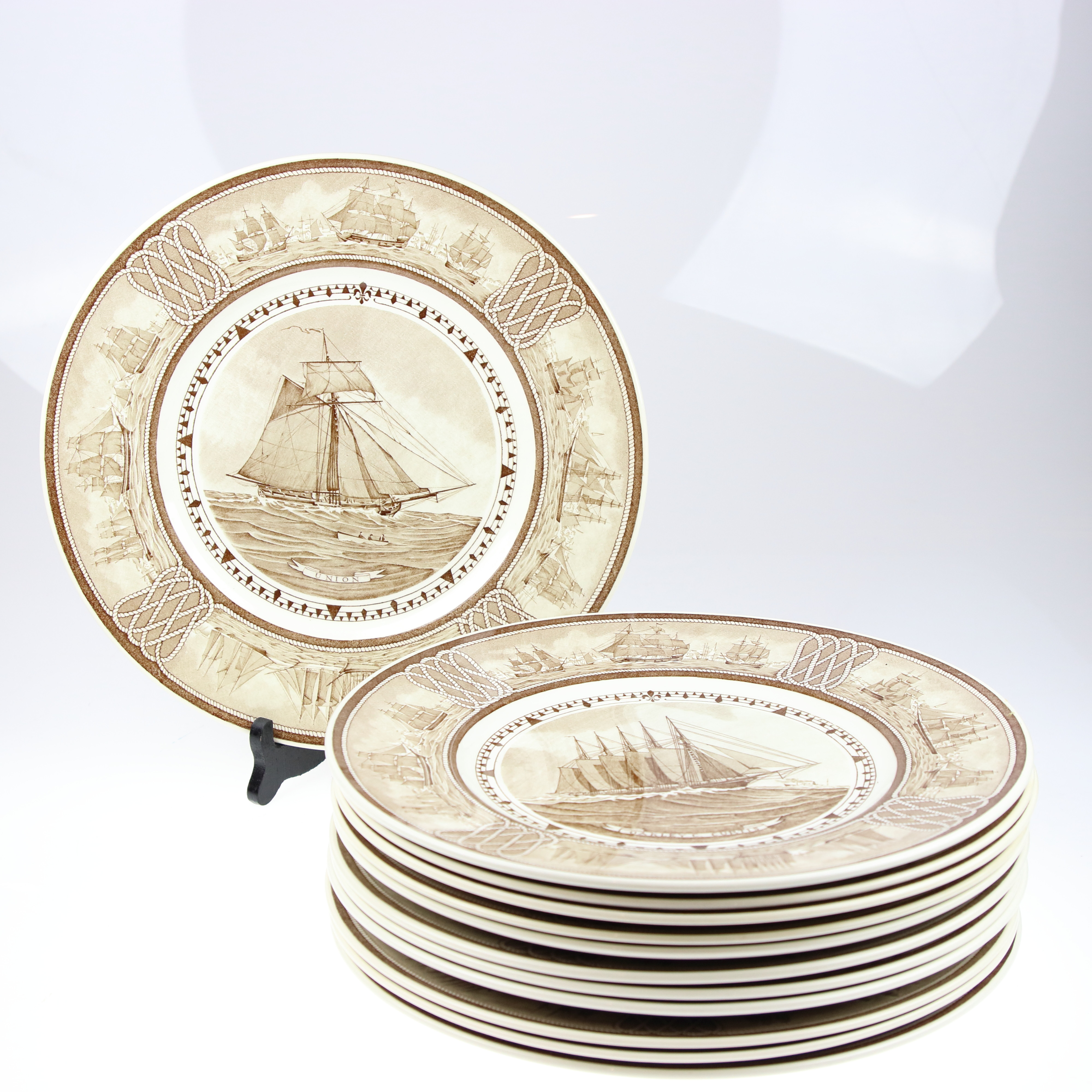 Images for 1337014. PLATES, 12 pcs. flintware, "The American sailing ...