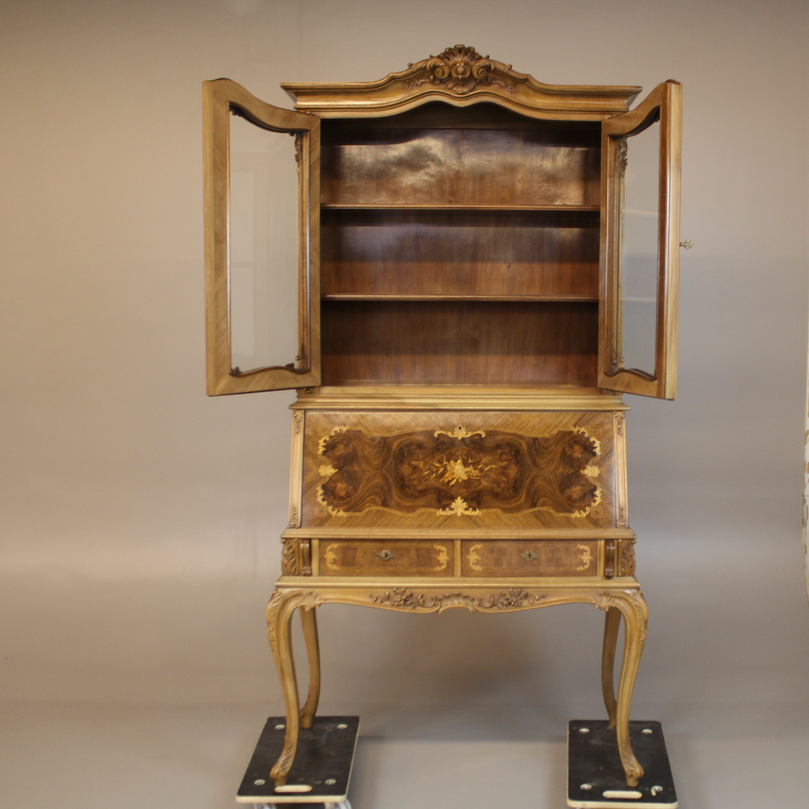 Images for 1403463. SECRETARY with glass cabinet, marquetry and cut ...