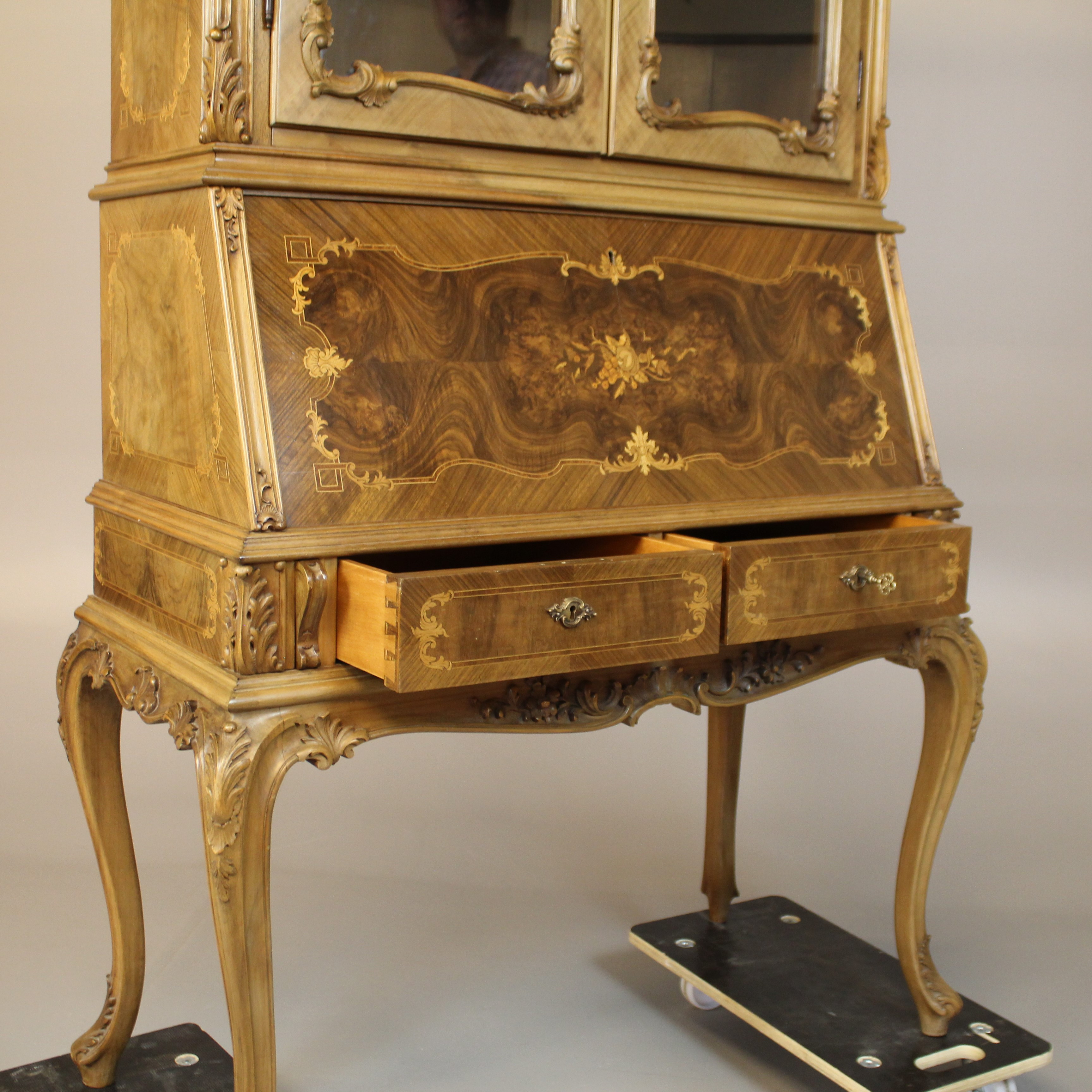 Images for 1403463. SECRETARY with glass cabinet, marquetry and cut ...