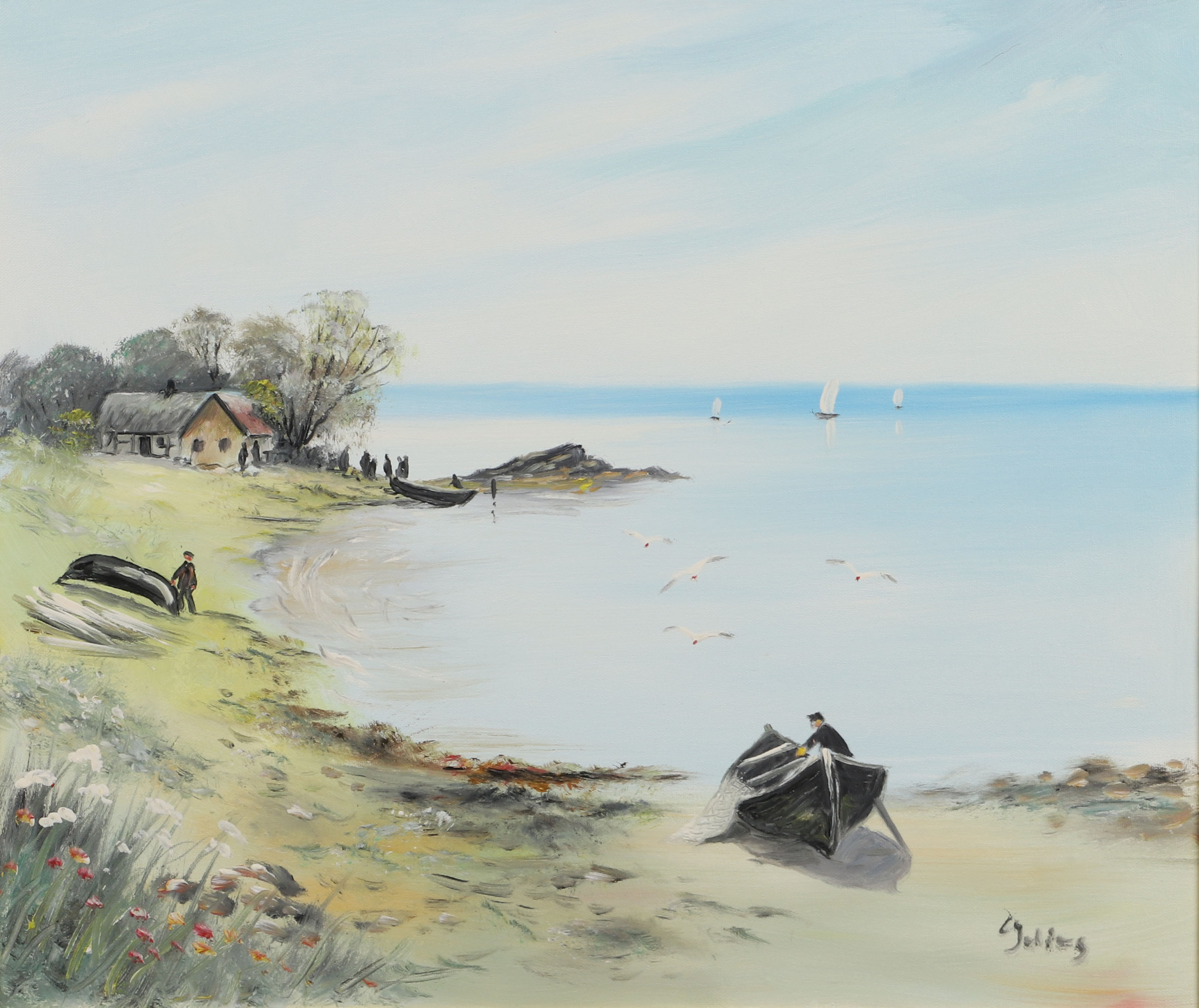 Images for 1419040. CARL JULIUS. Coastal scene with birds and buoys ...