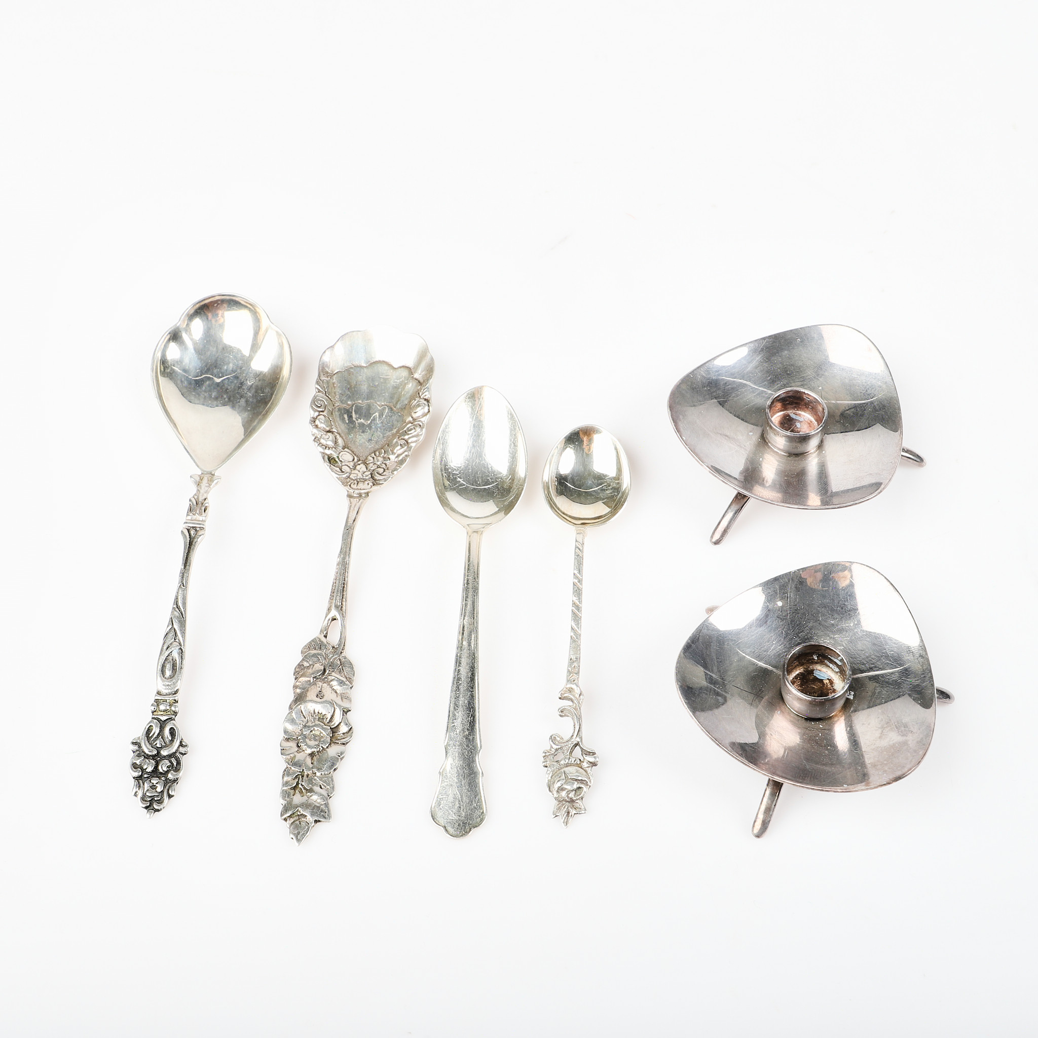 Images for 1466461. CANDLE STICKS AND SPOONS, 12 parts, silver i.a ...