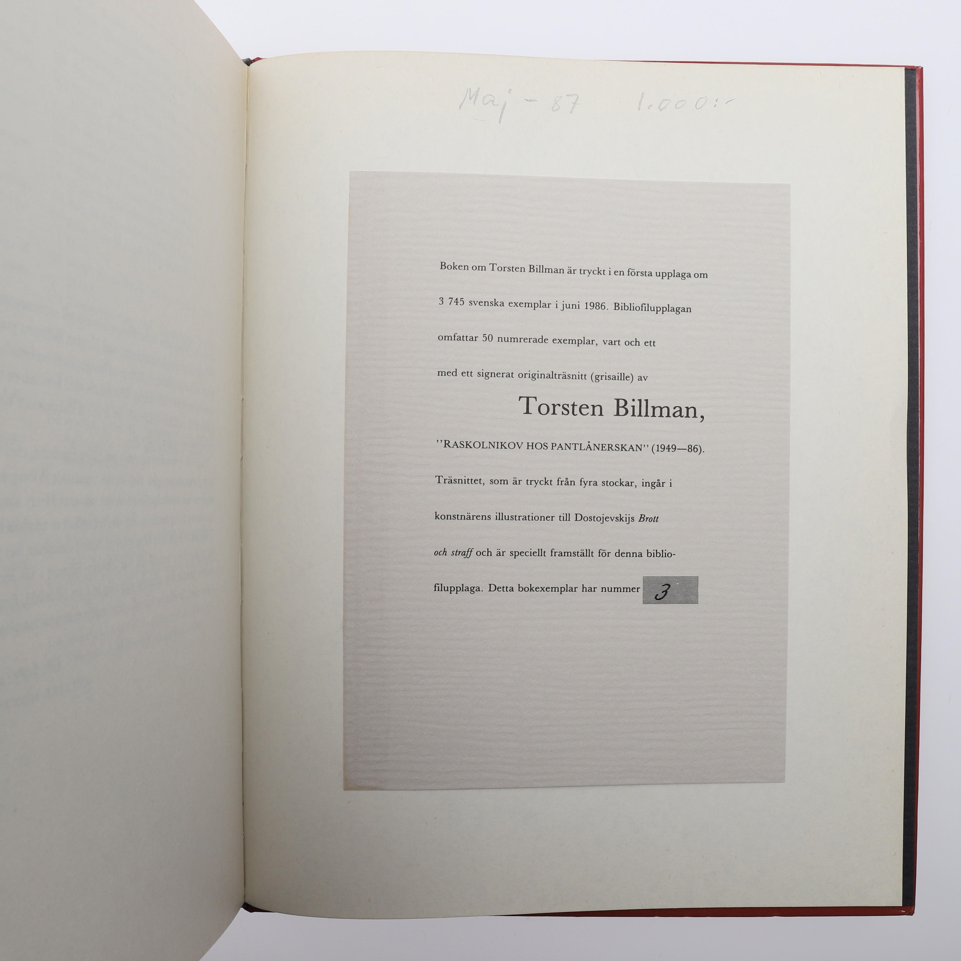 Bilder för 1480250. BIBLIOFILI. MONOGRAFI OM TORSTEN BILLMAN MED ETT ...