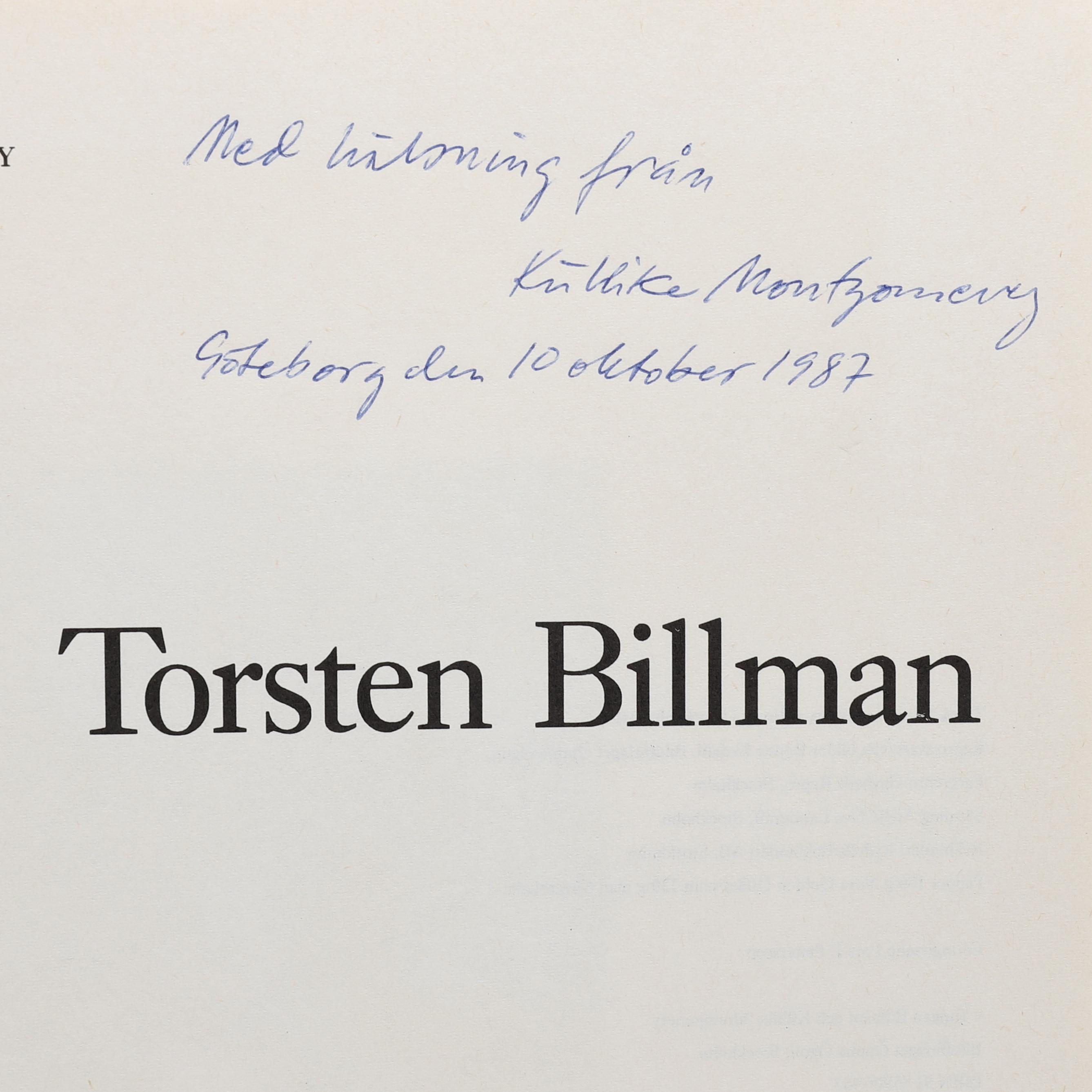 Bilder för 1480250. BIBLIOFILI. MONOGRAFI OM TORSTEN BILLMAN MED ETT ...