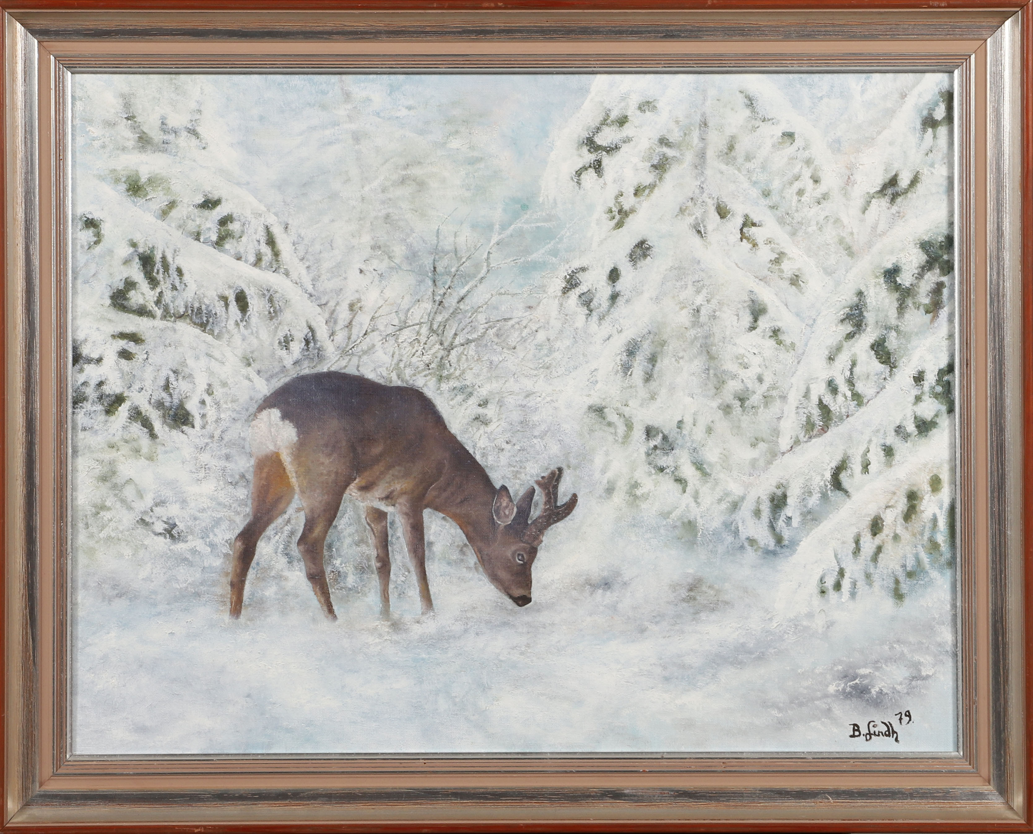 Images for 1495185. BERTIL LINDH. Deer in a winter landscape, oil on ...
