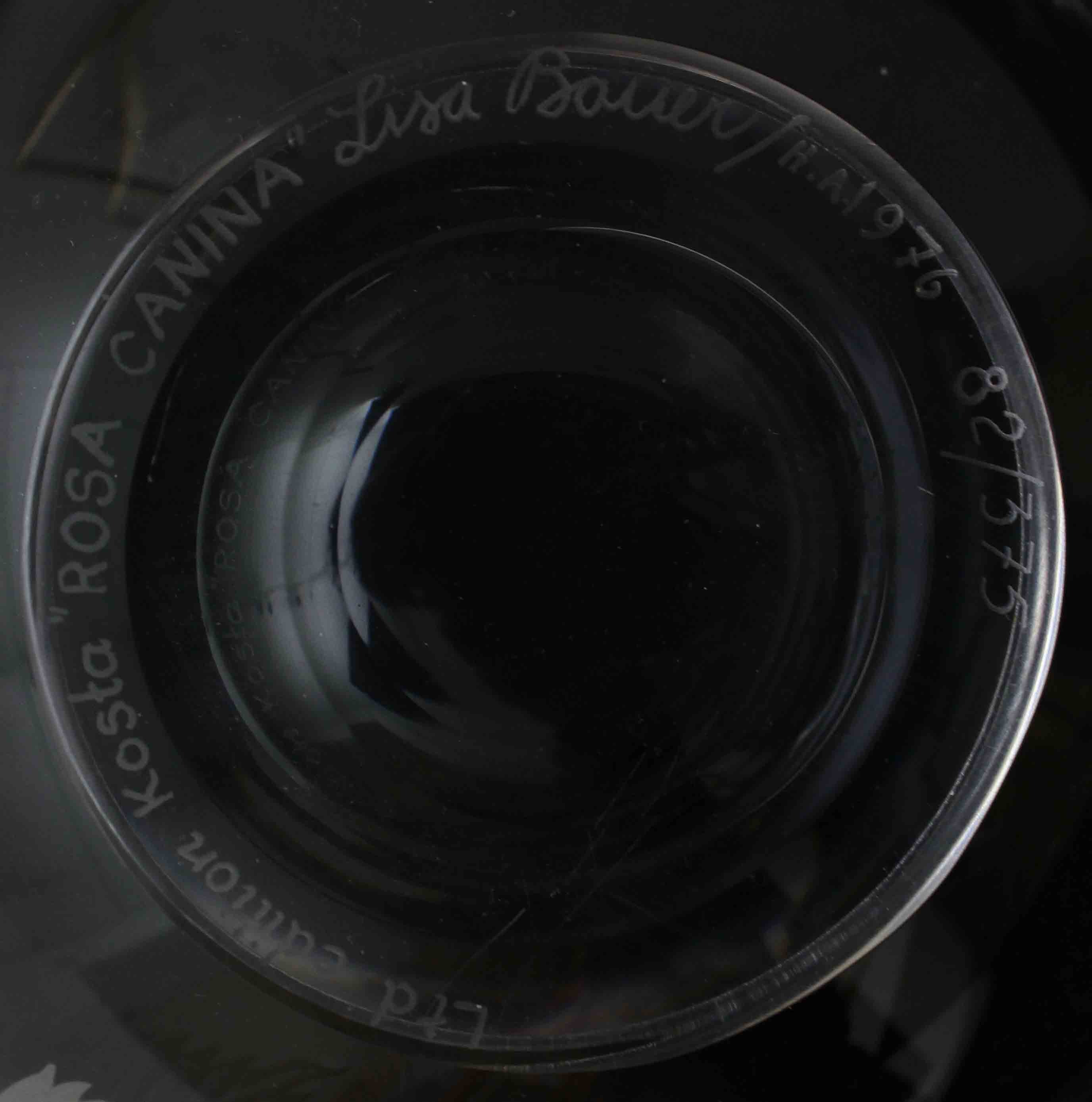 Images for 15396. LISA BAUER. Bowl, glass, "Pink canina", signed Lisa ...