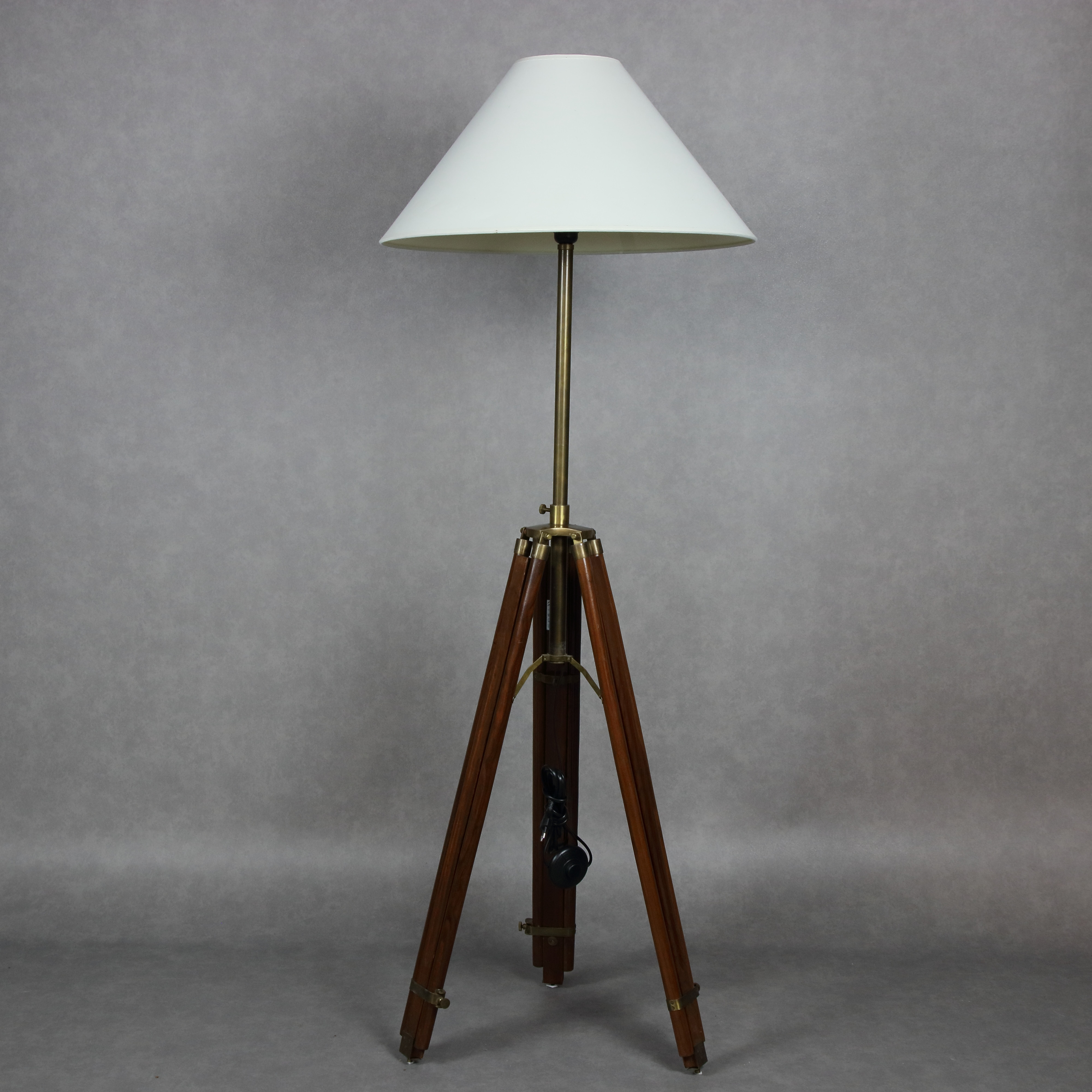 Images for 1623114. FLOOR LAMP, three-legged, wood and brass frame ...