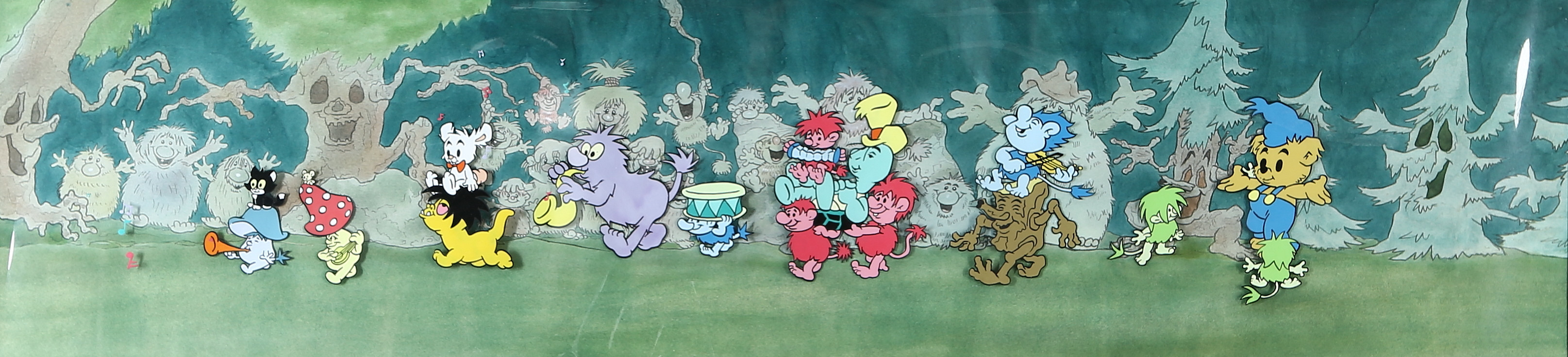 Bilder för 1642304. BAMSE I TROLLSKOGEN, handmålad filmcell, 1991 ...