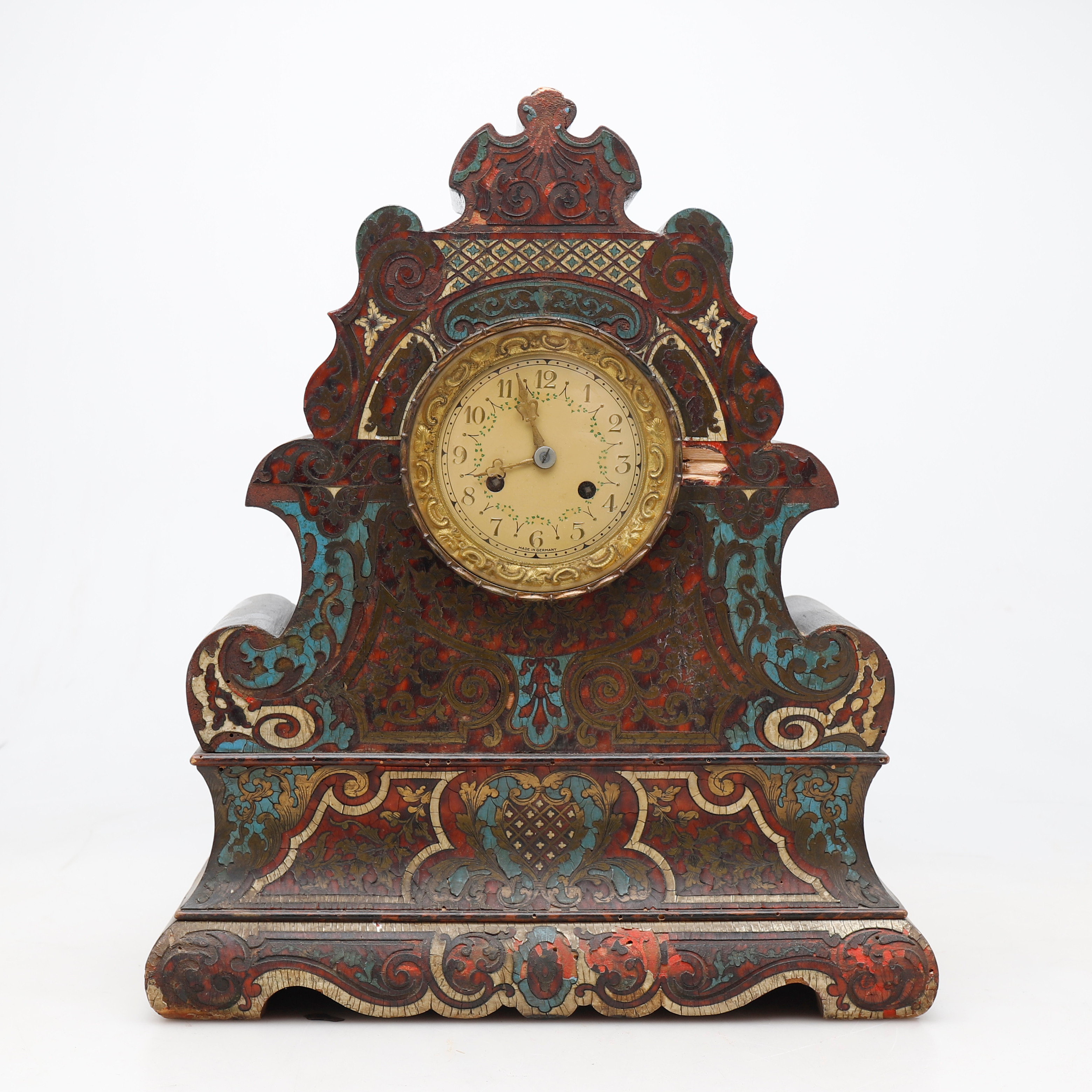 Napoleon III table clock in tortoiseshell simile and brass Boulle-like ...