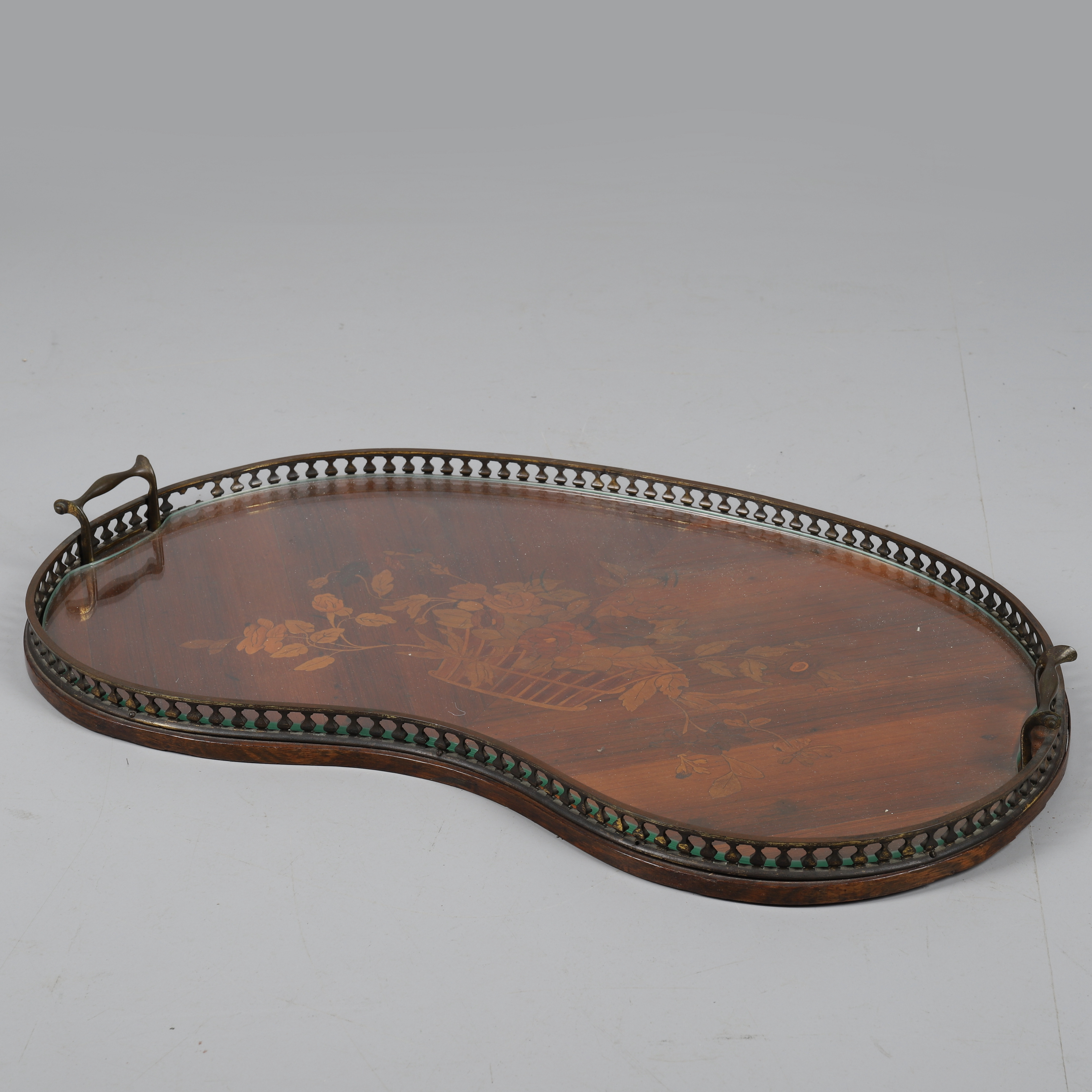 Images for 1722459. EDWARDIAN KIDNEY SHAPED INLAID TRAY WITH BRASS ...