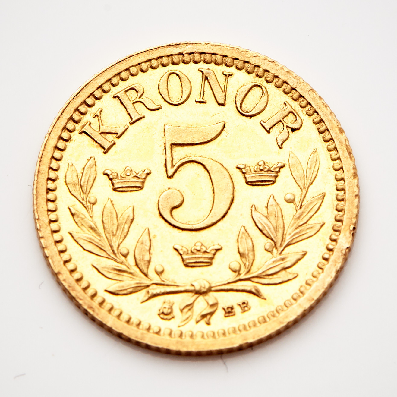 GULDMYNT, 21 k guld, 5 kronor. Mynt, Medaljer & Frimärken - Frimärken ...
