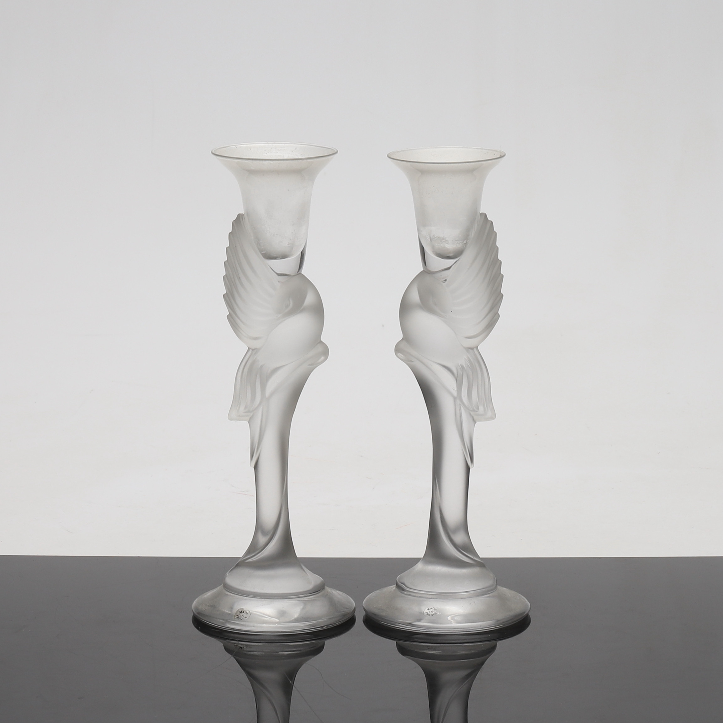 Images for 1783903. CANDLESTICKS, a pair, glass, "Kissing Doves", Igor ...