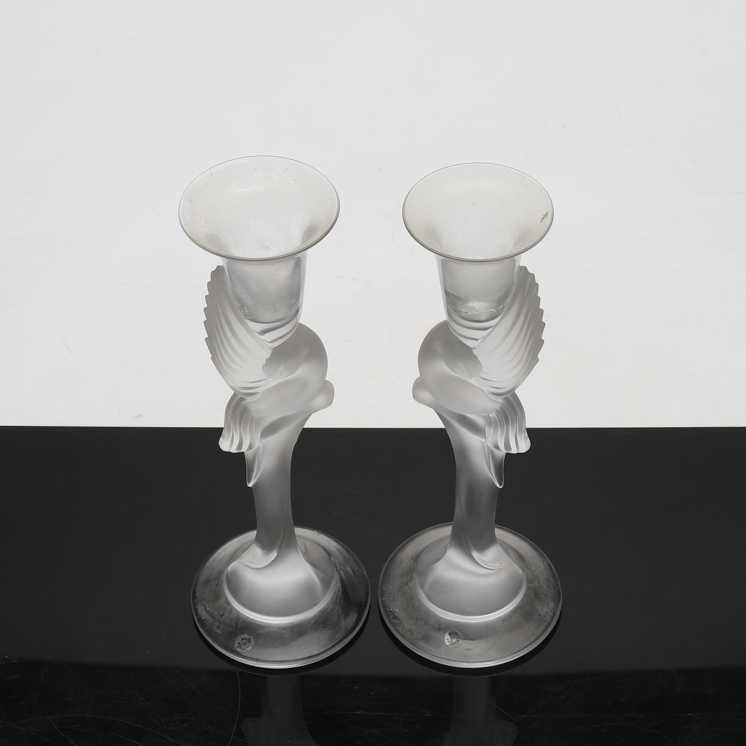 Images for 1783903. CANDLESTICKS, a pair, glass, "Kissing Doves", Igor ...
