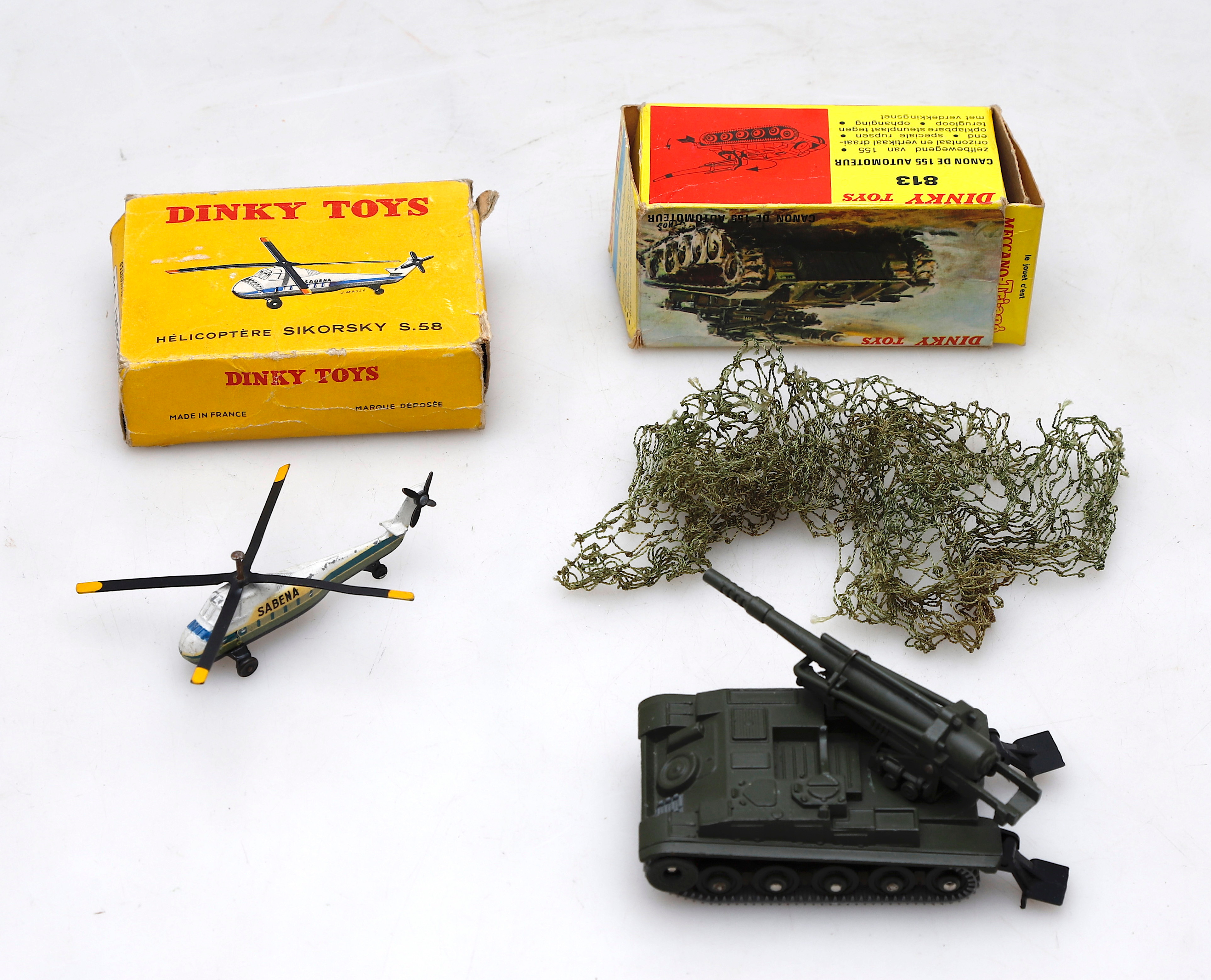 Dinky Toys helicopter and tank, by Meccano. | Barnebys