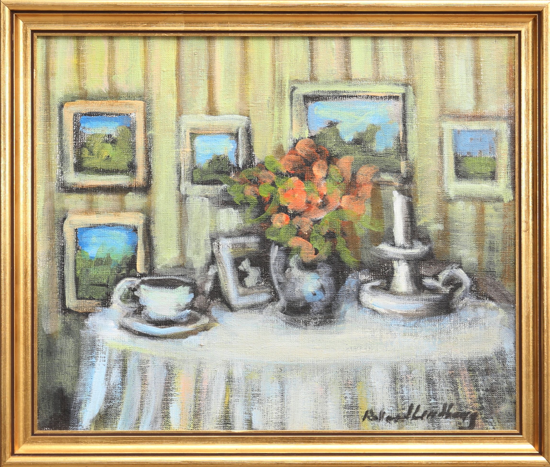 Images for 1791853. ROLAND LINDBERG. Interior with dining table. Oil on ...