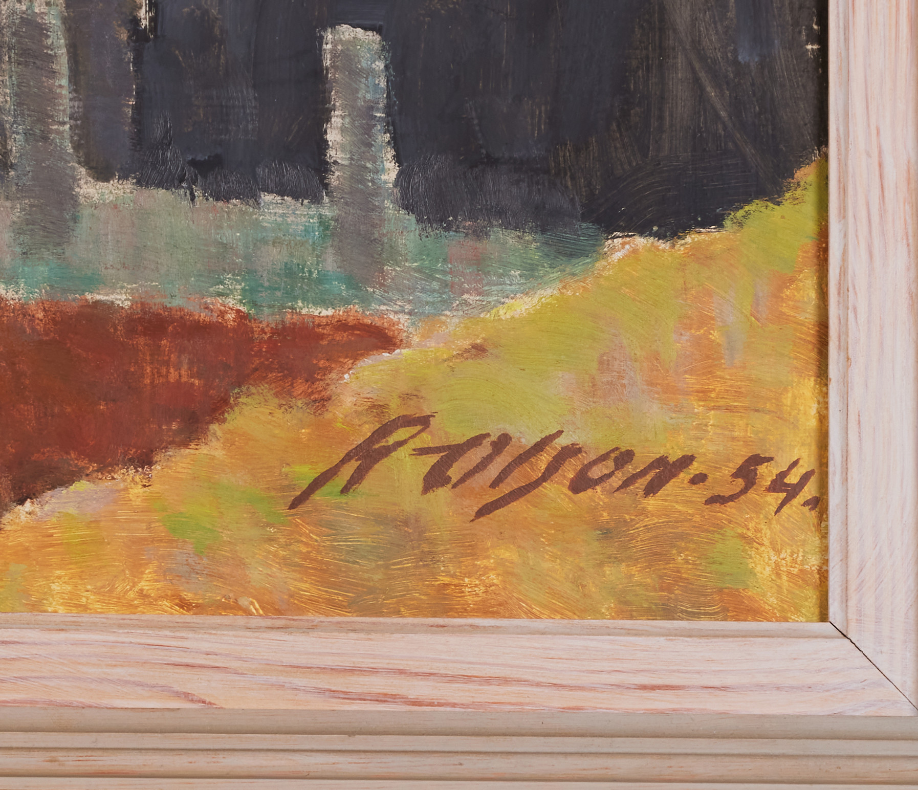 Bilder för 1835554. ANDERS OLSON (1880-1955). Figurer i båt, olja på pannå, signerad och daterad ...