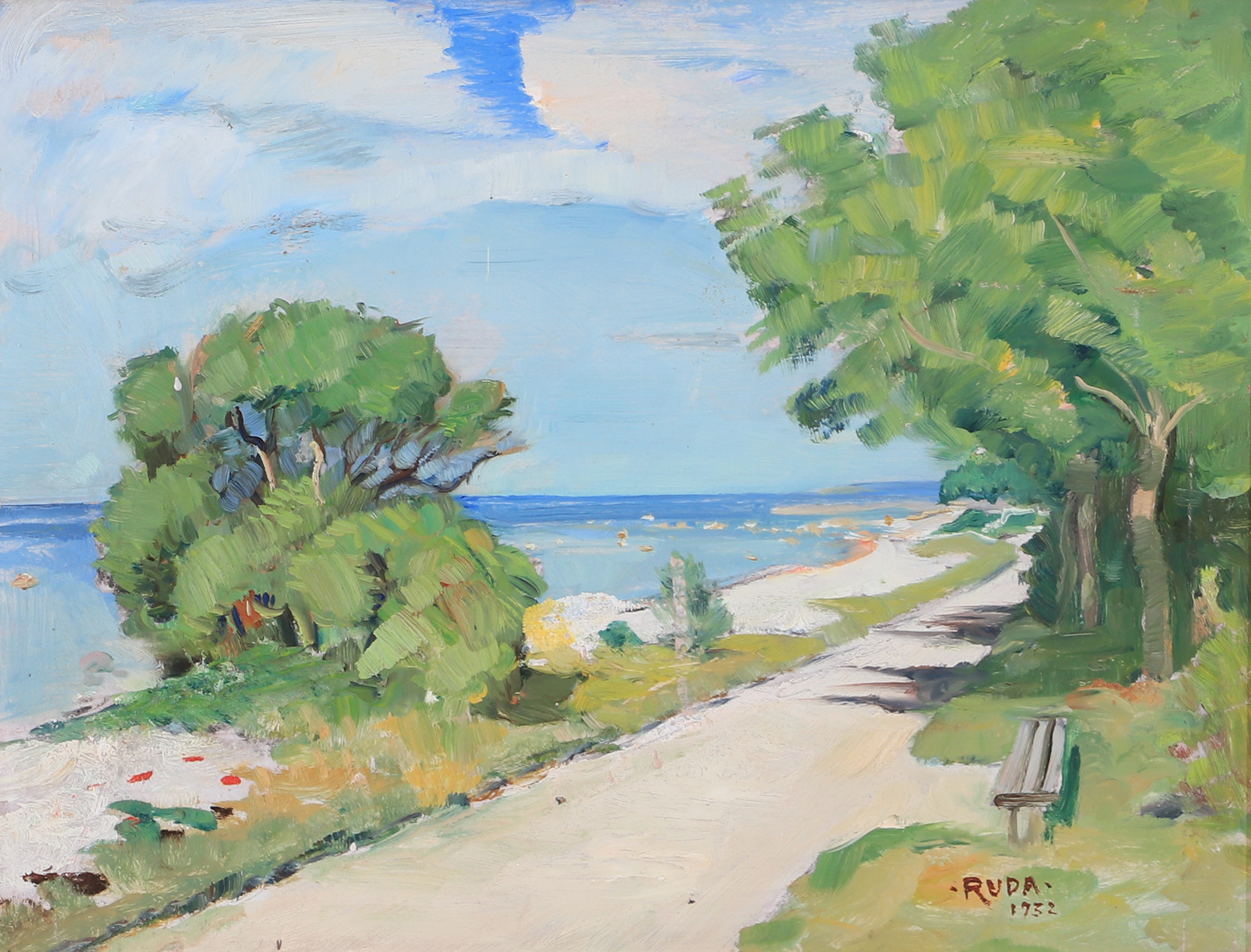 Images for 1843069. GUNNAR RUDA. Beach walk, oil on Board, signed Ruda ...