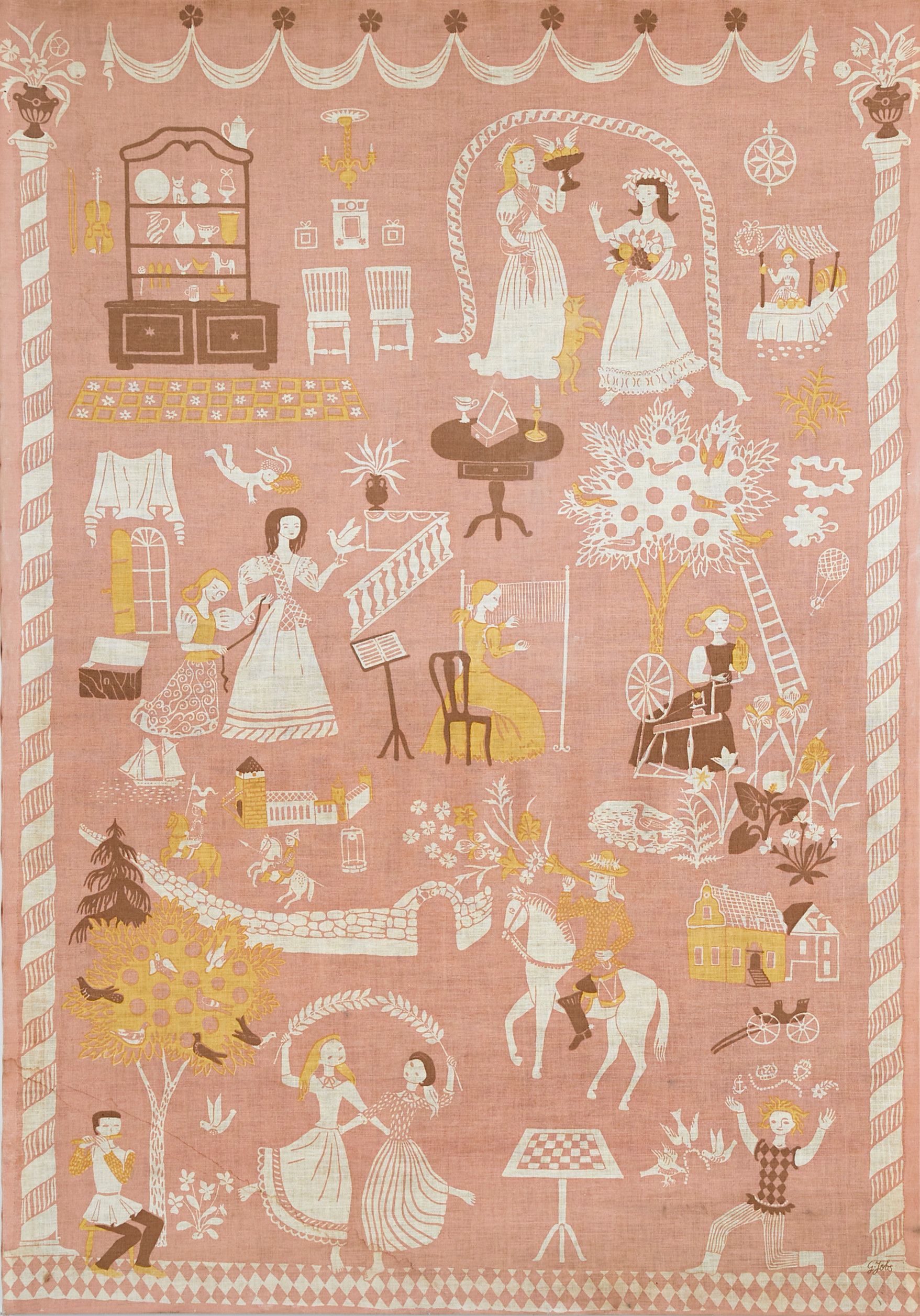Images for 1875445. GOCKEN JOBS. tapestry, hand print, "princesses ...