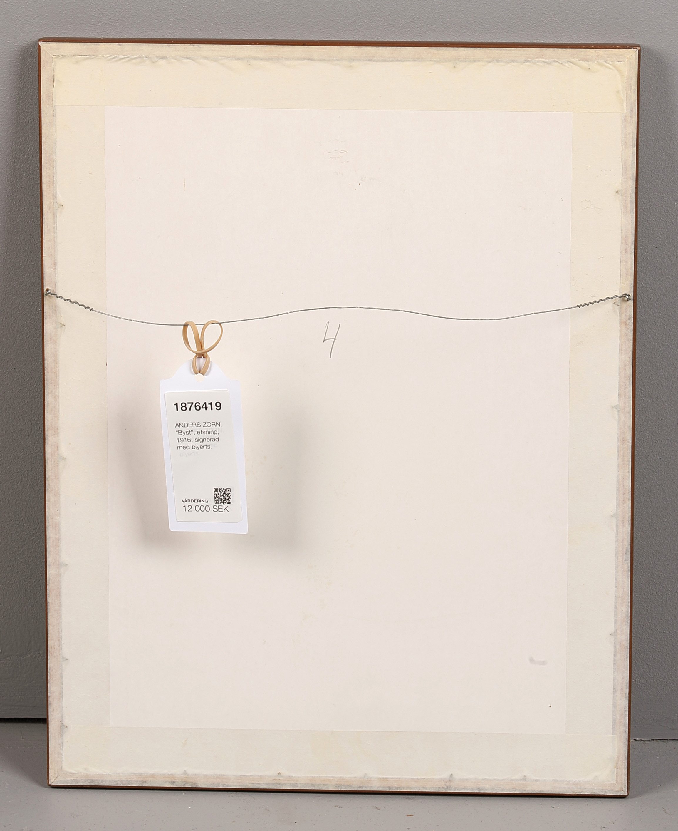 Bilder för 1876419. ANDERS ZORN. "Byst", etsning, 1916, signerad med ...