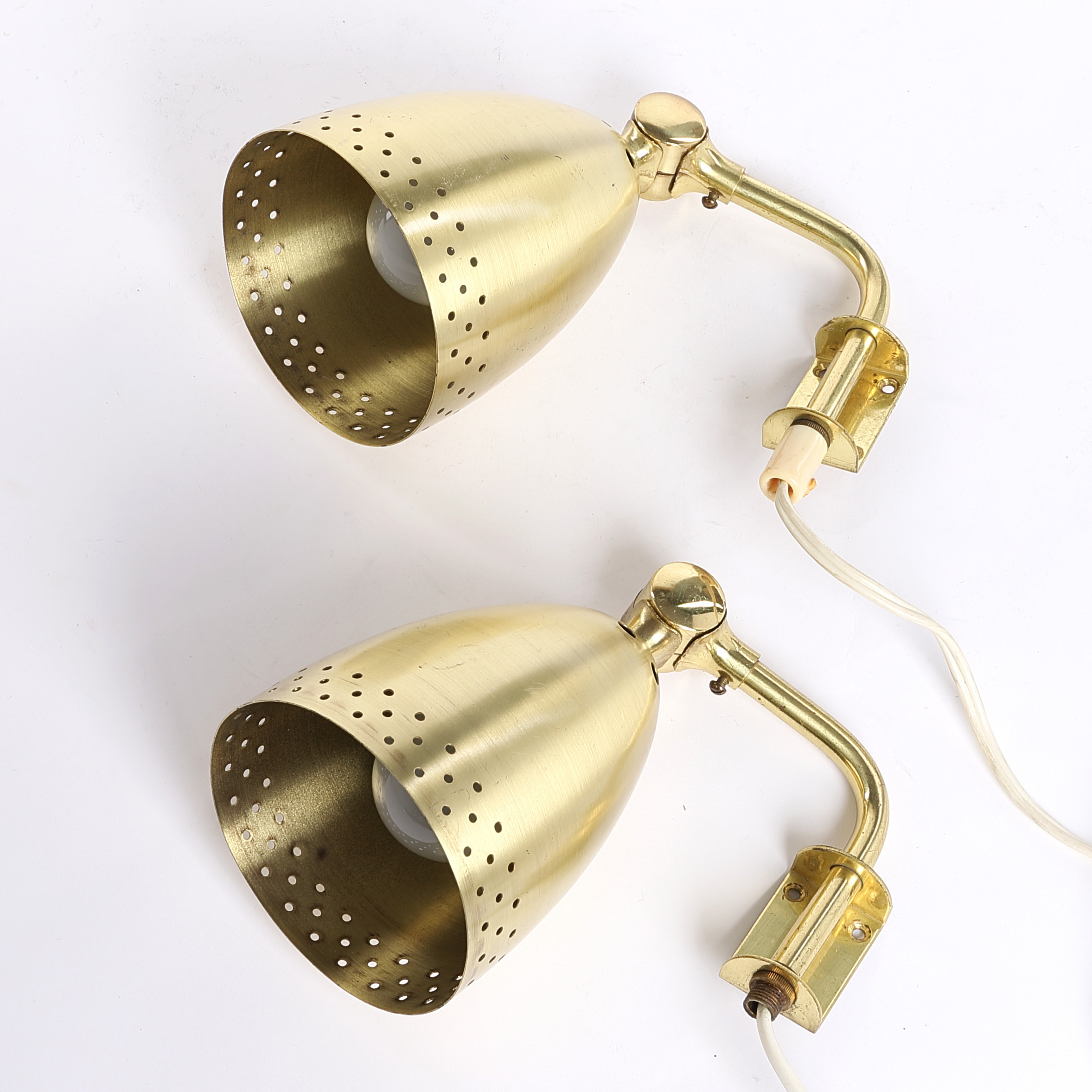 Images for 1879833. WALL LAMPS, 1 pair, 1960s, brass, perforated shade ...