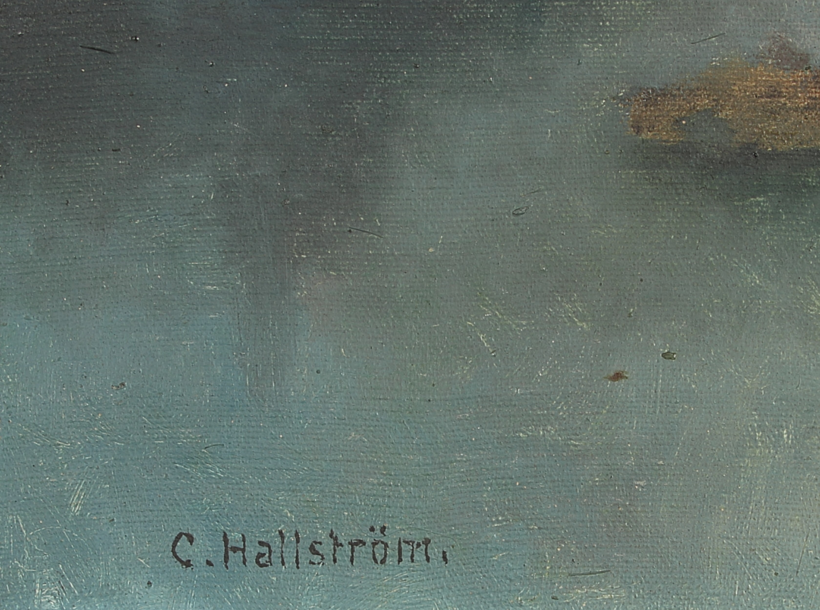 1890400. CARL HALLSTRÖM (Ruotsi, 1850-1929). Kuutamoinen maisema ...