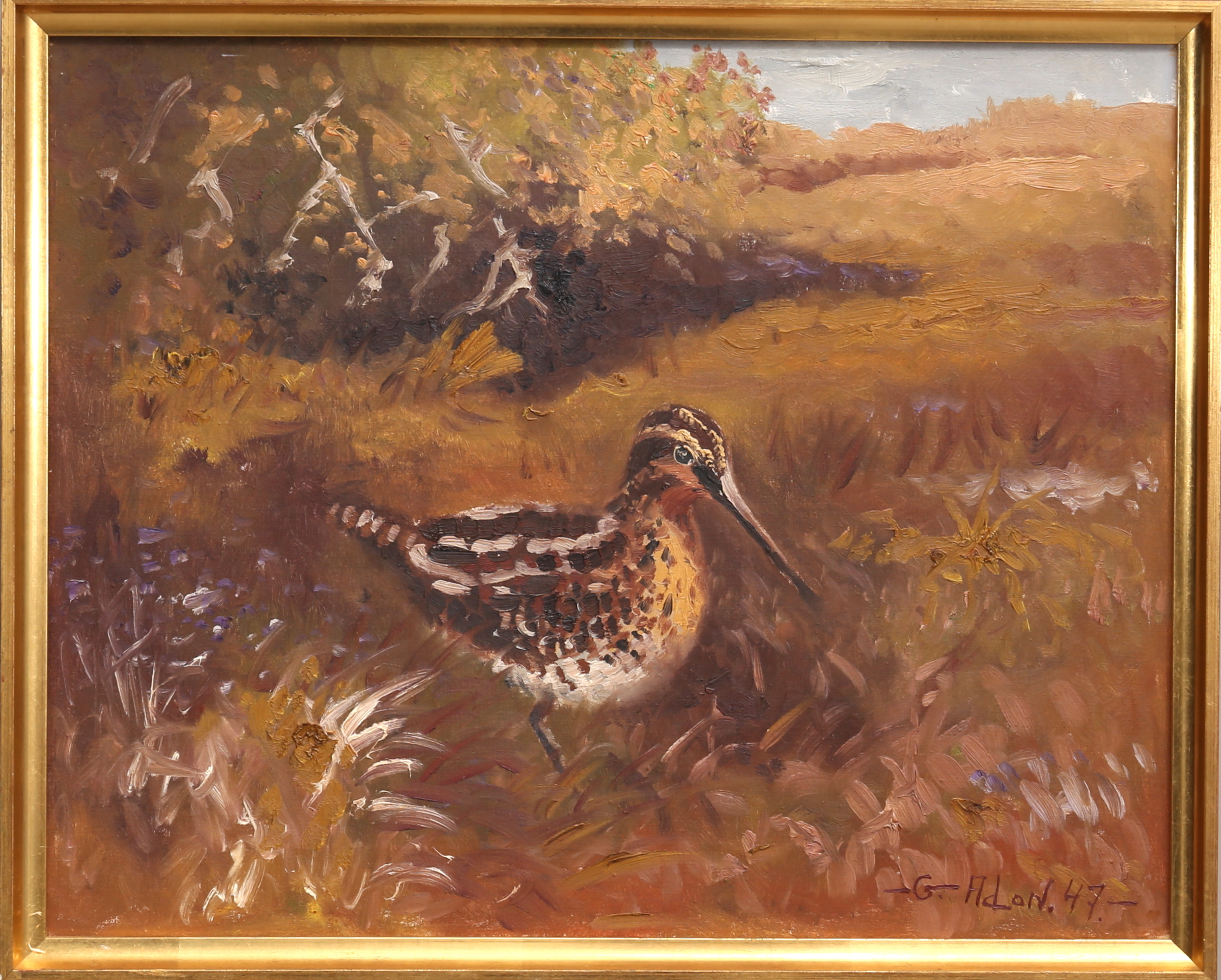 Images for 1916804. GUSTAV ADON. "Common snipe". Oil on canvas, signed ...