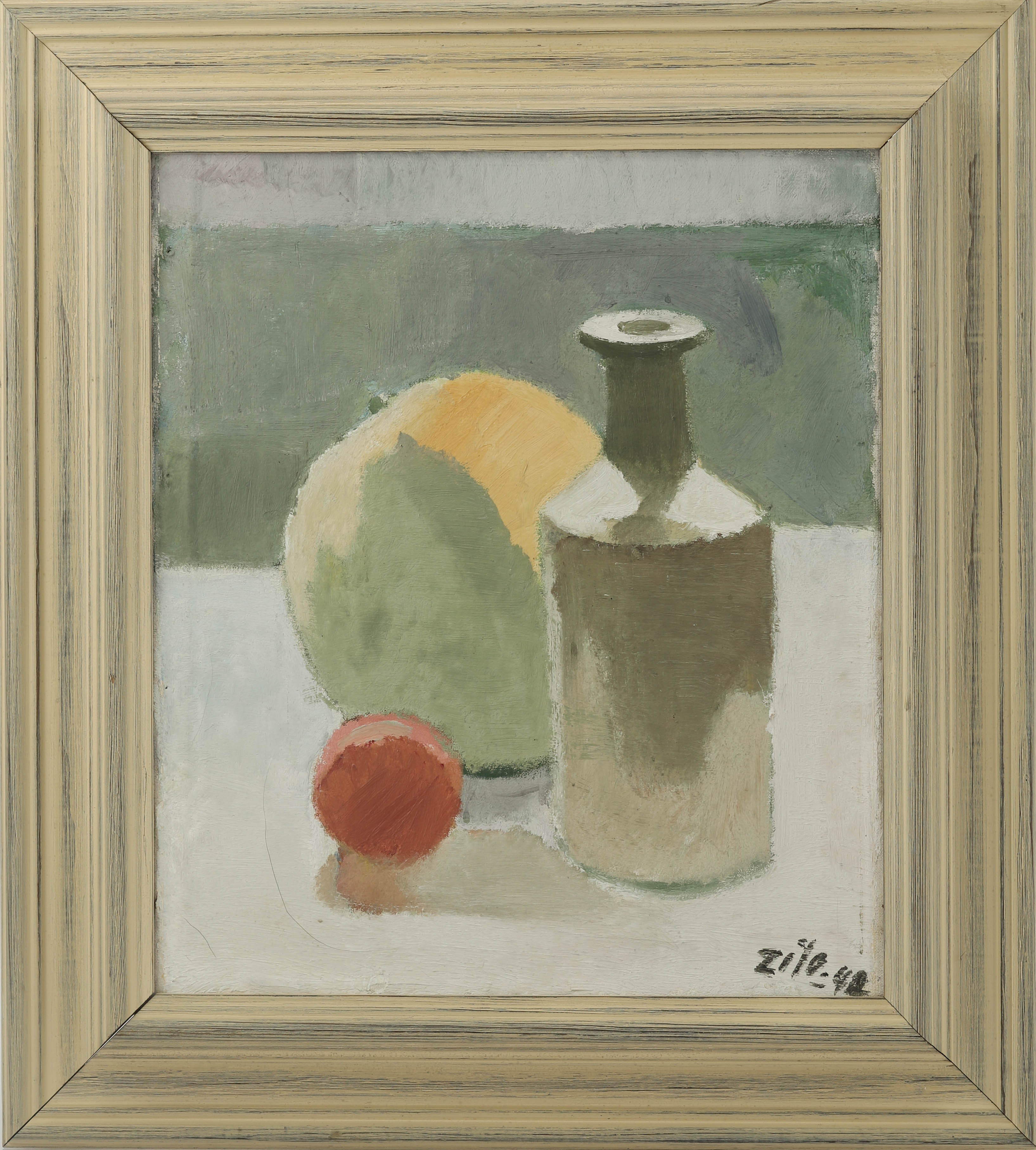 Images for 1938046. GUNNAR ZILO. Still life with bottle and fruit, oil ...