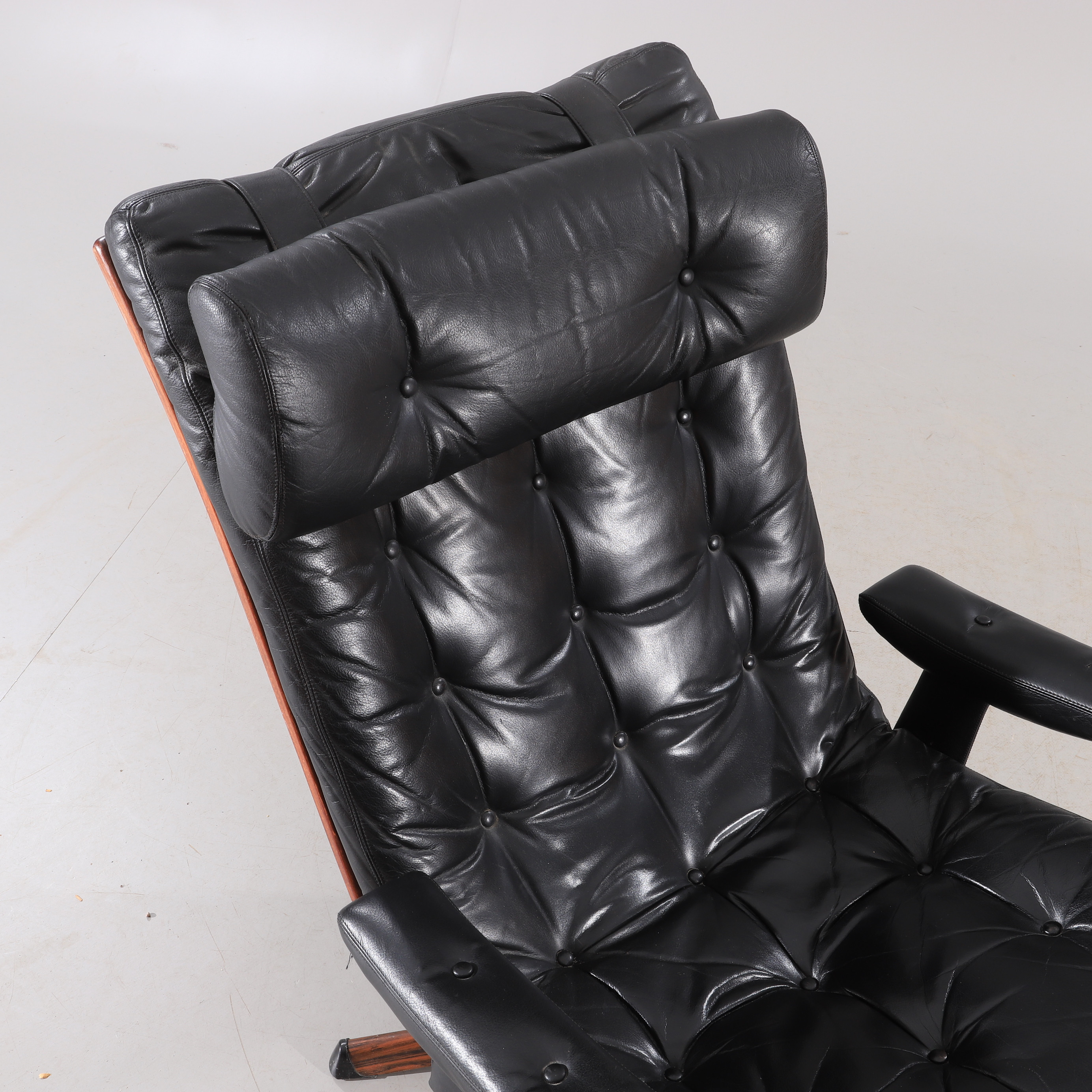 Images for 1940260. SPINNING ARMCHAIR, "Delfin", black leather with ...
