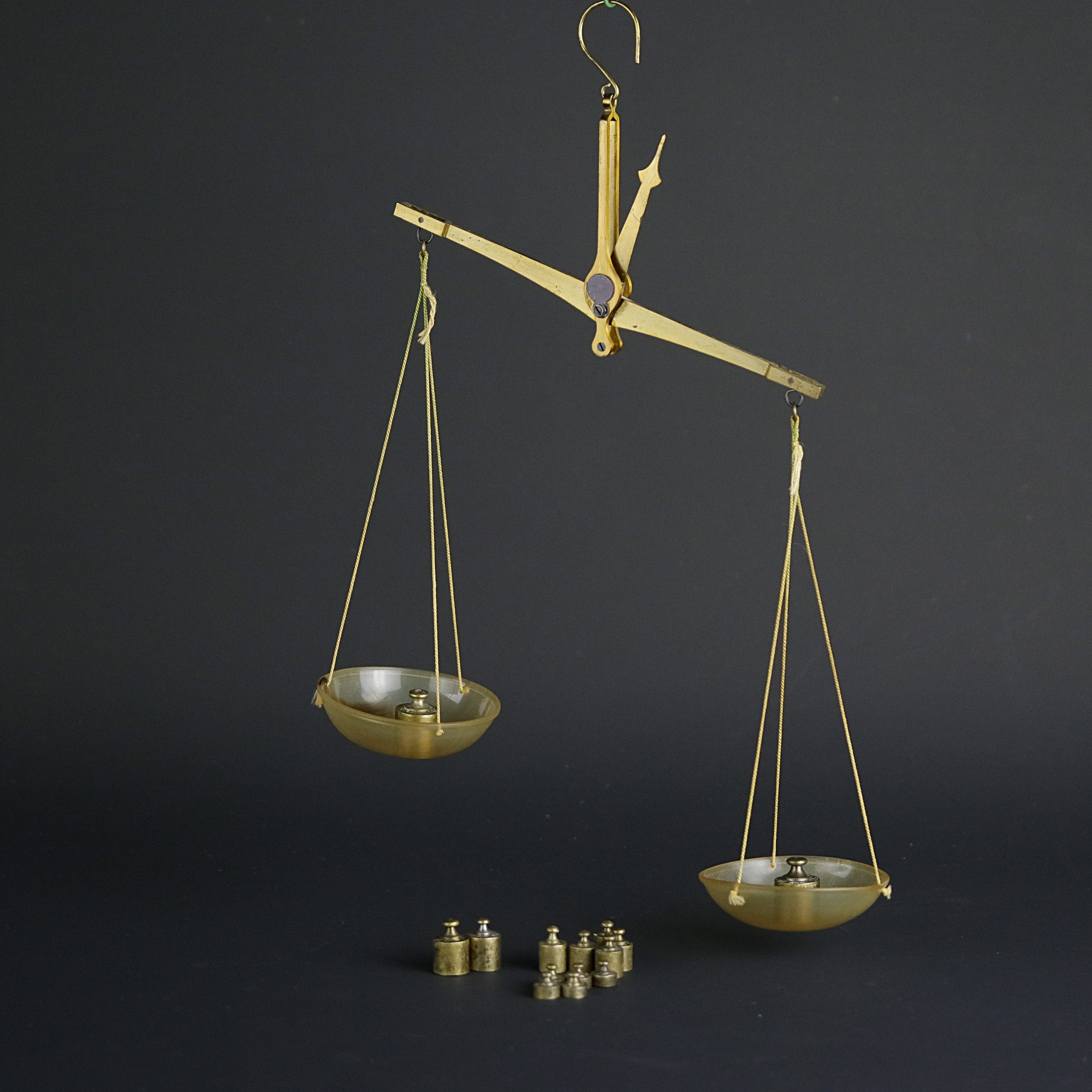 Images for 1974078. BALANCE SCALE with WEIGHTS, brass, horn, late 19th ...