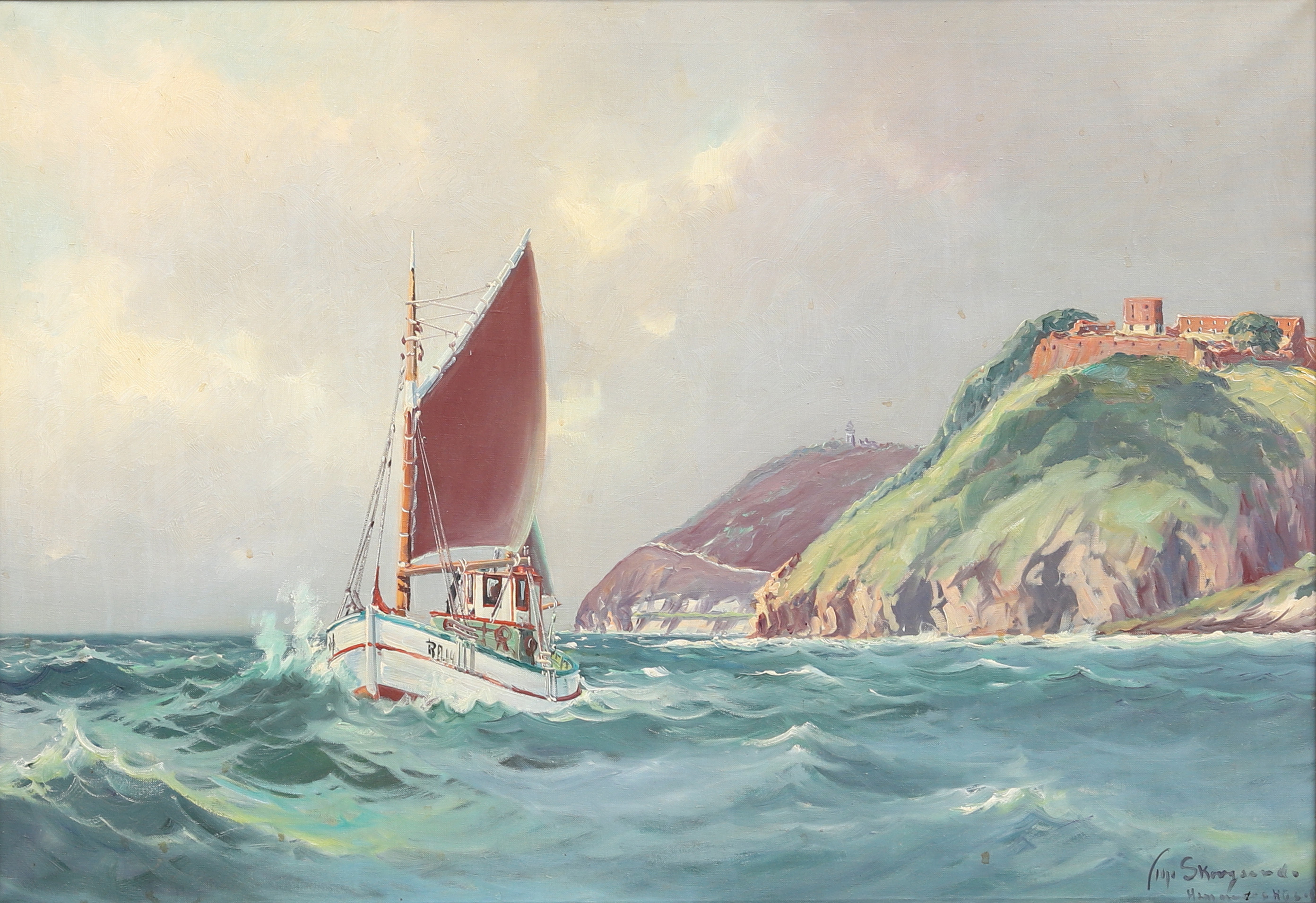 VILHELM THEODOR SKOVGAARD. "Hammershus", Bornholm, olja på duk ...