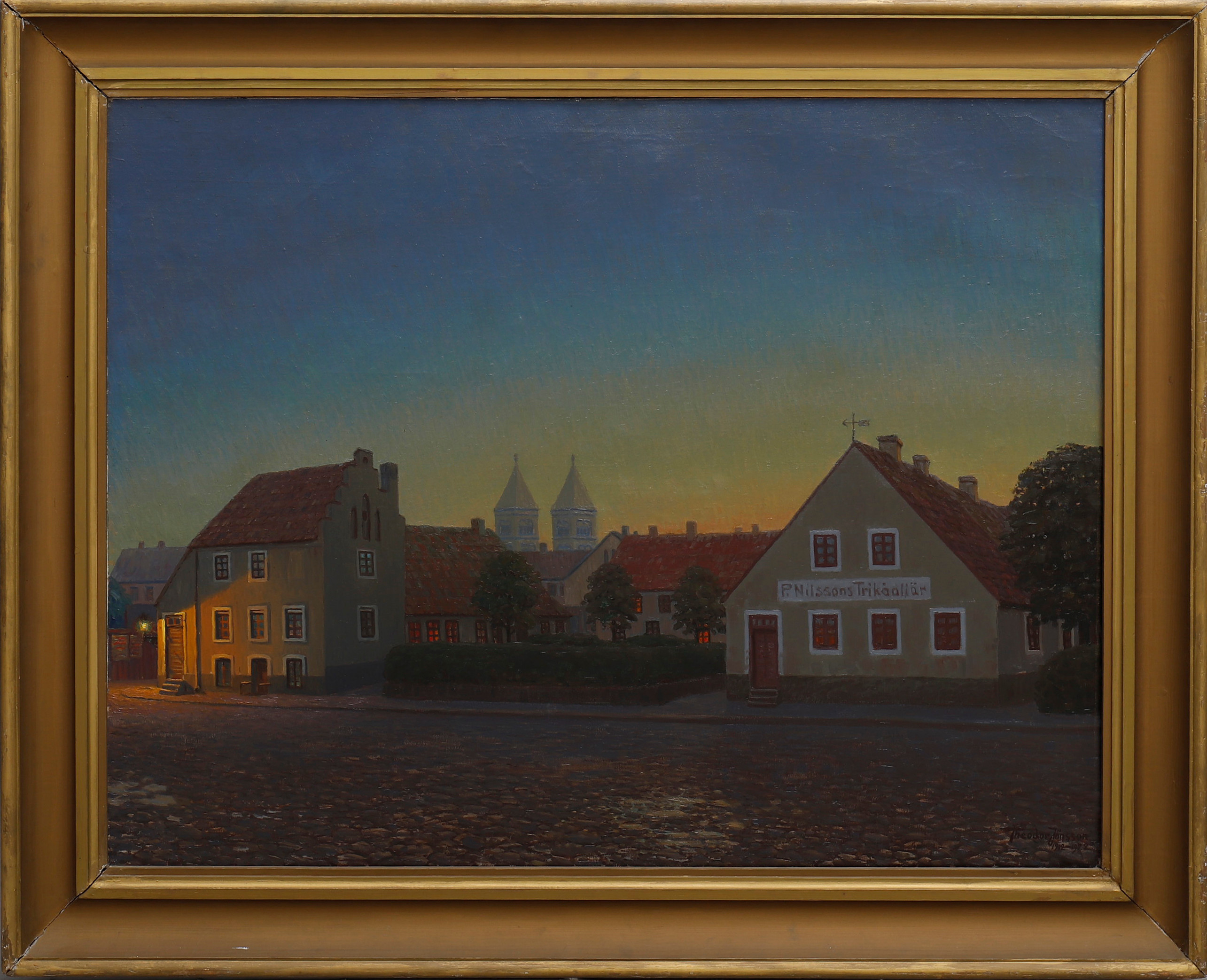 THEODOR JÖNSSON. "GAMLA LUND". Konst - Måleri - Auctionet