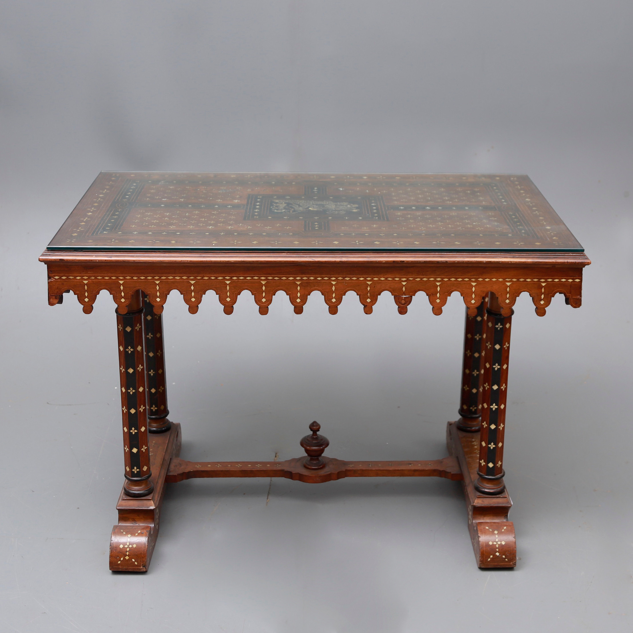 Images for 2018350. Neo-Renaissance table in walnut with "pinyonet ...