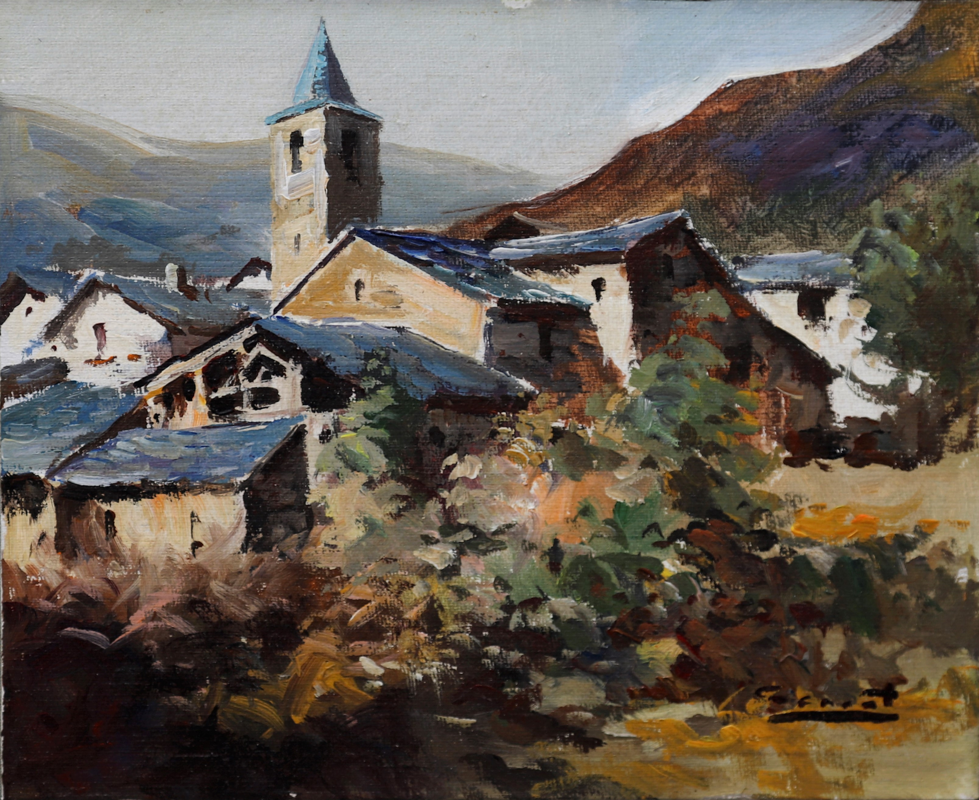 Images for 2048665. JORDI SERRAT. Village in the Pyrenees. - Auctionet