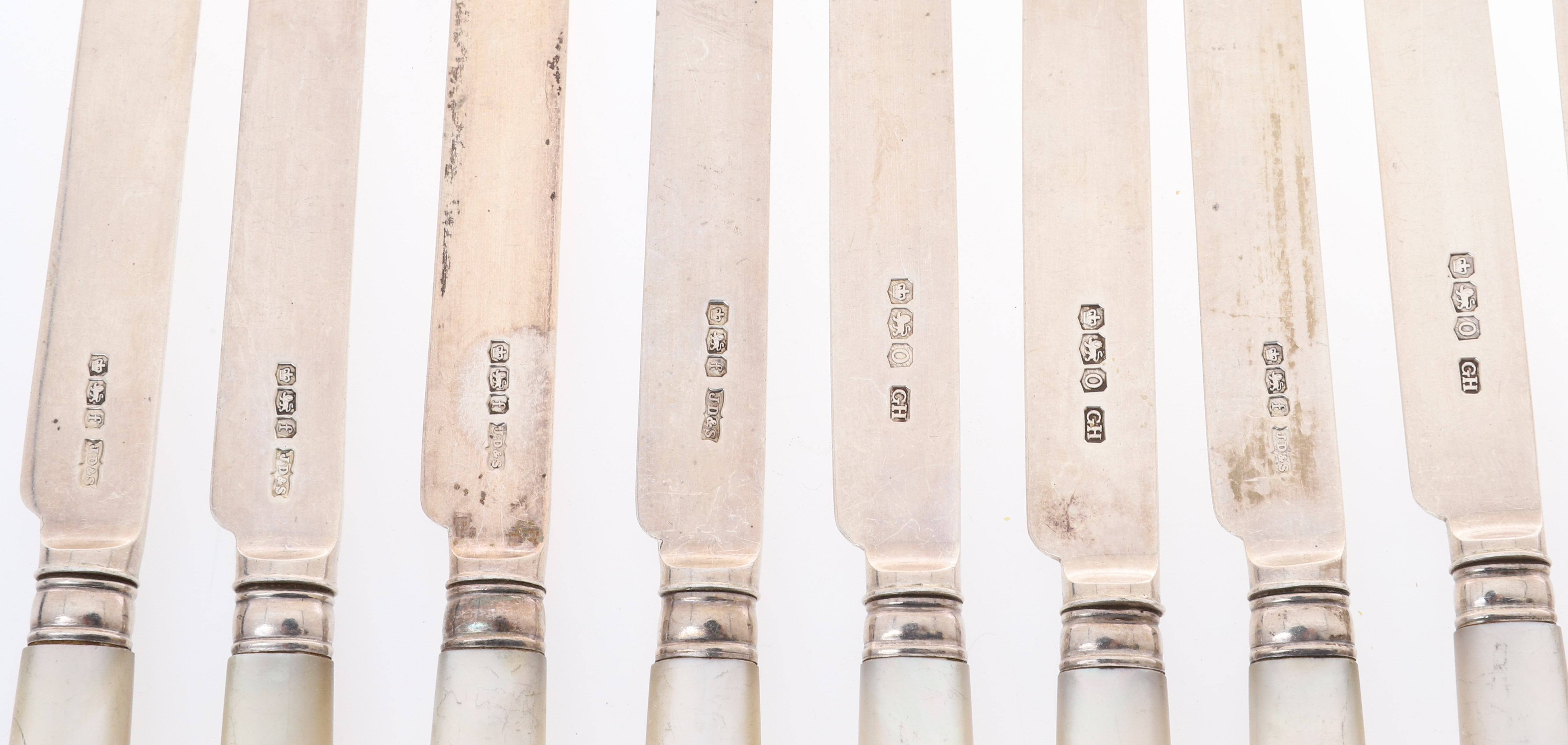 Images for 2056553. TWO SETS OF SIX SILVER TEA KNIVES WITH MOTHER OF ...