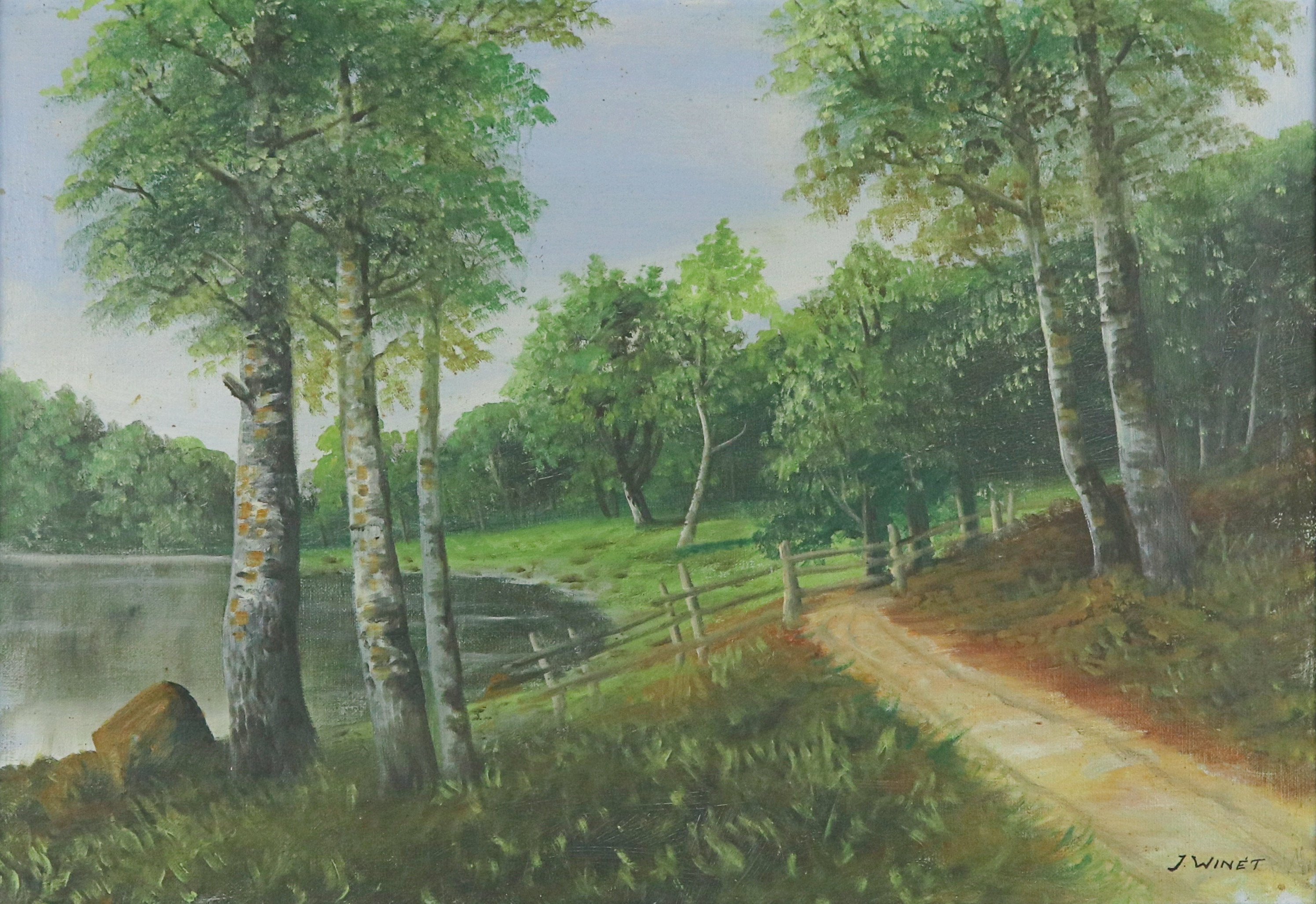 Images for 2061528. OIDENTIFIERAD KONSTNÄR. Oil on canvas, forest lake ...