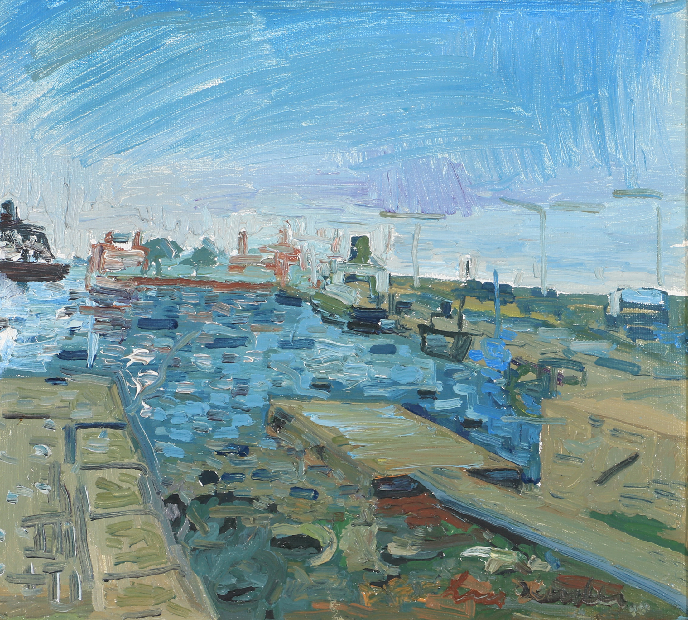 LARS HERDER. Helsingborgs Hamn, olja på duk, signerad. | Barnebys