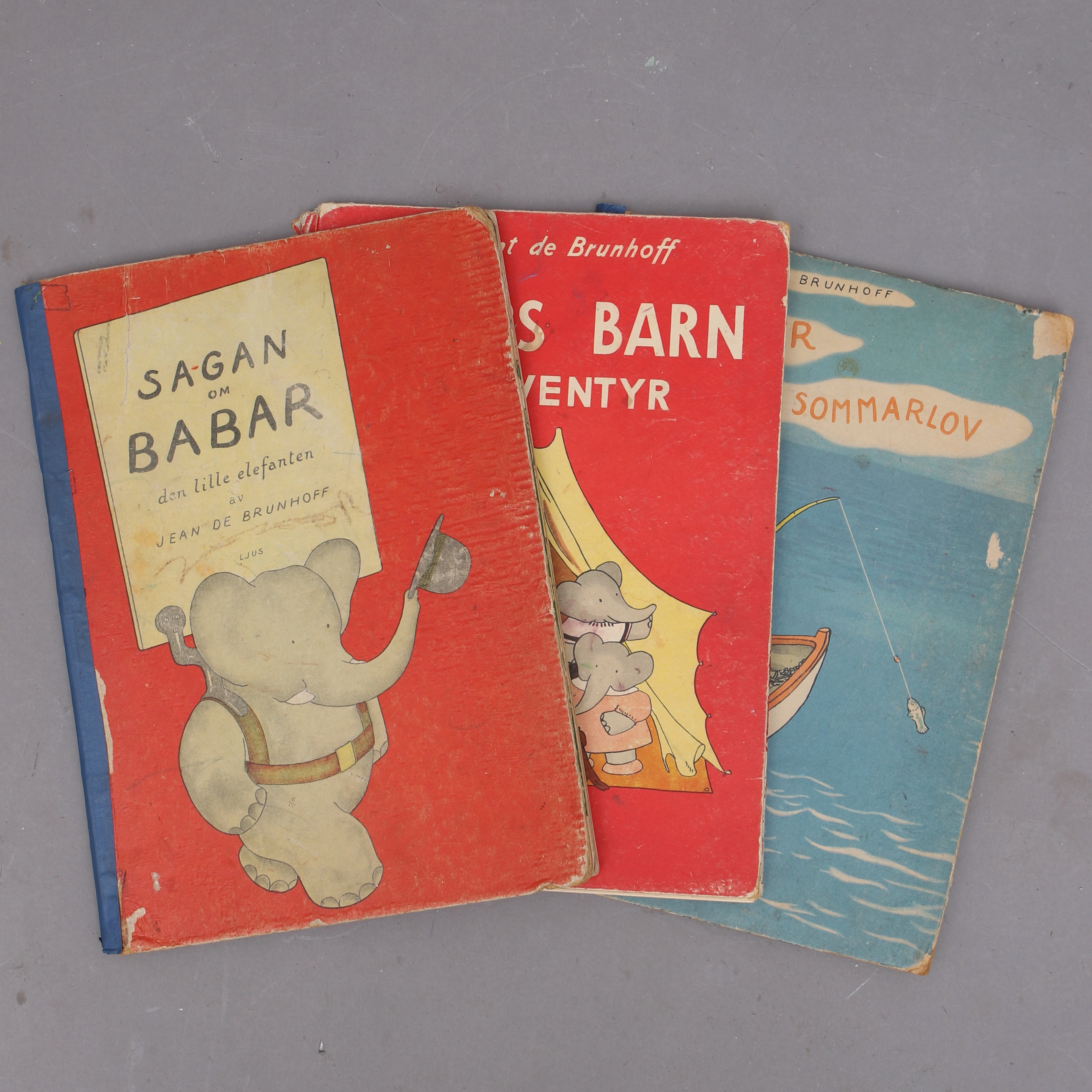 BARNBÖCKER, 3 st, Babar & Zéphir, 1:a & 3:e upplagor, Jean De Brunhoff ...