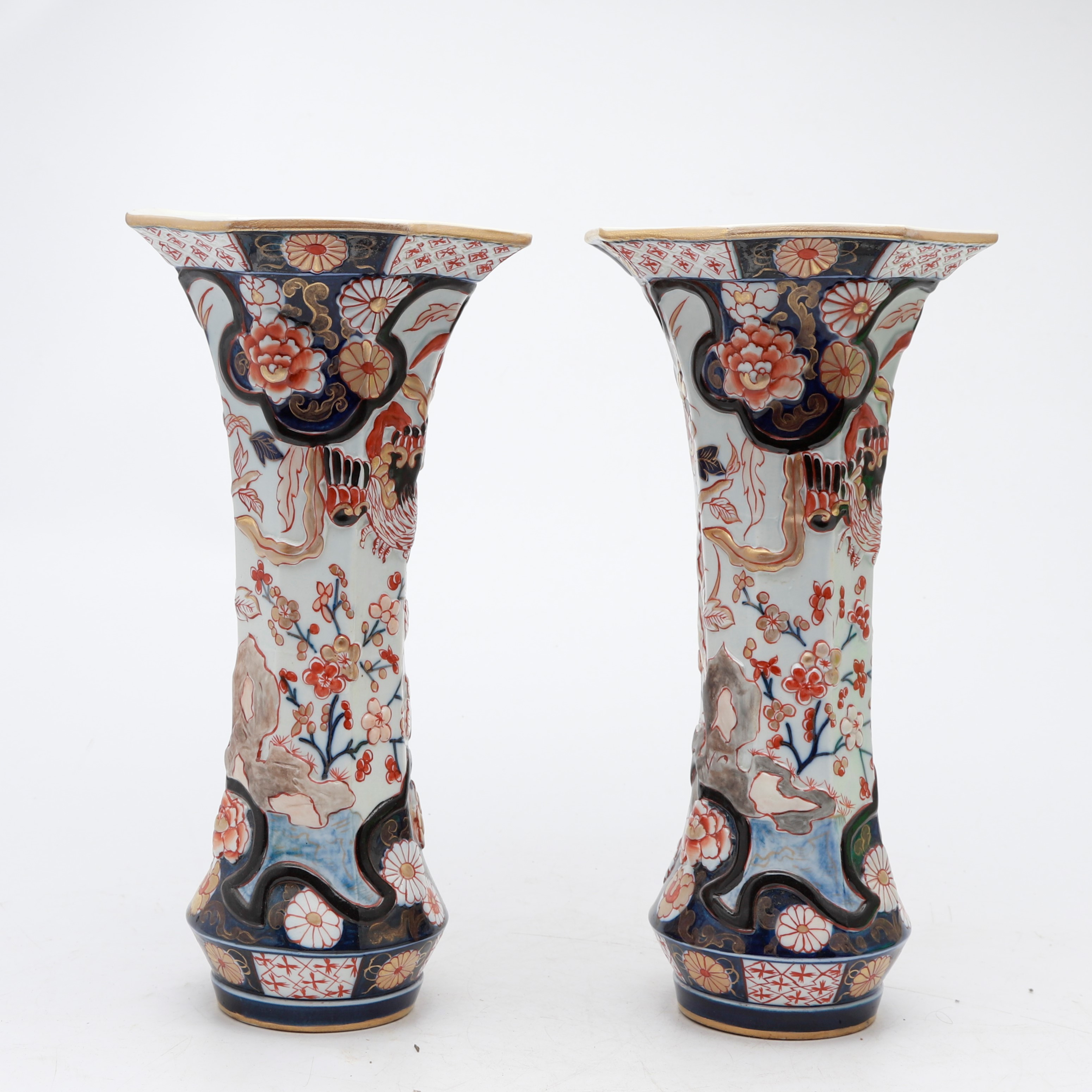Images for 2070626. Pair of Japanese "cornet" vases in Imari porcelain ...