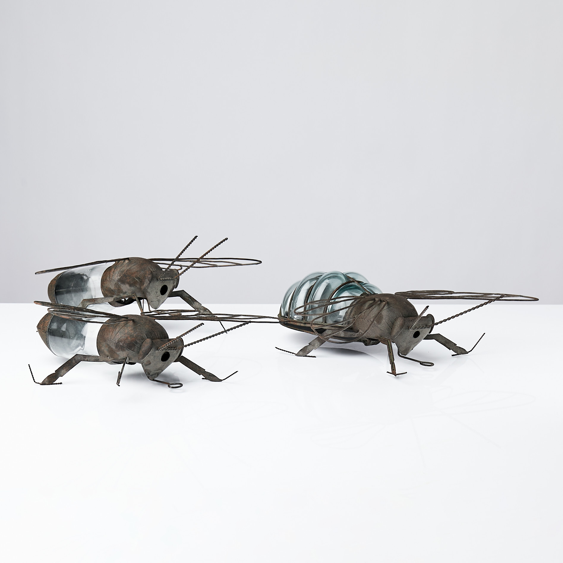 Images for 2102952. WALL LAMPS, in the shape of an insect 3 pcs., glass ...