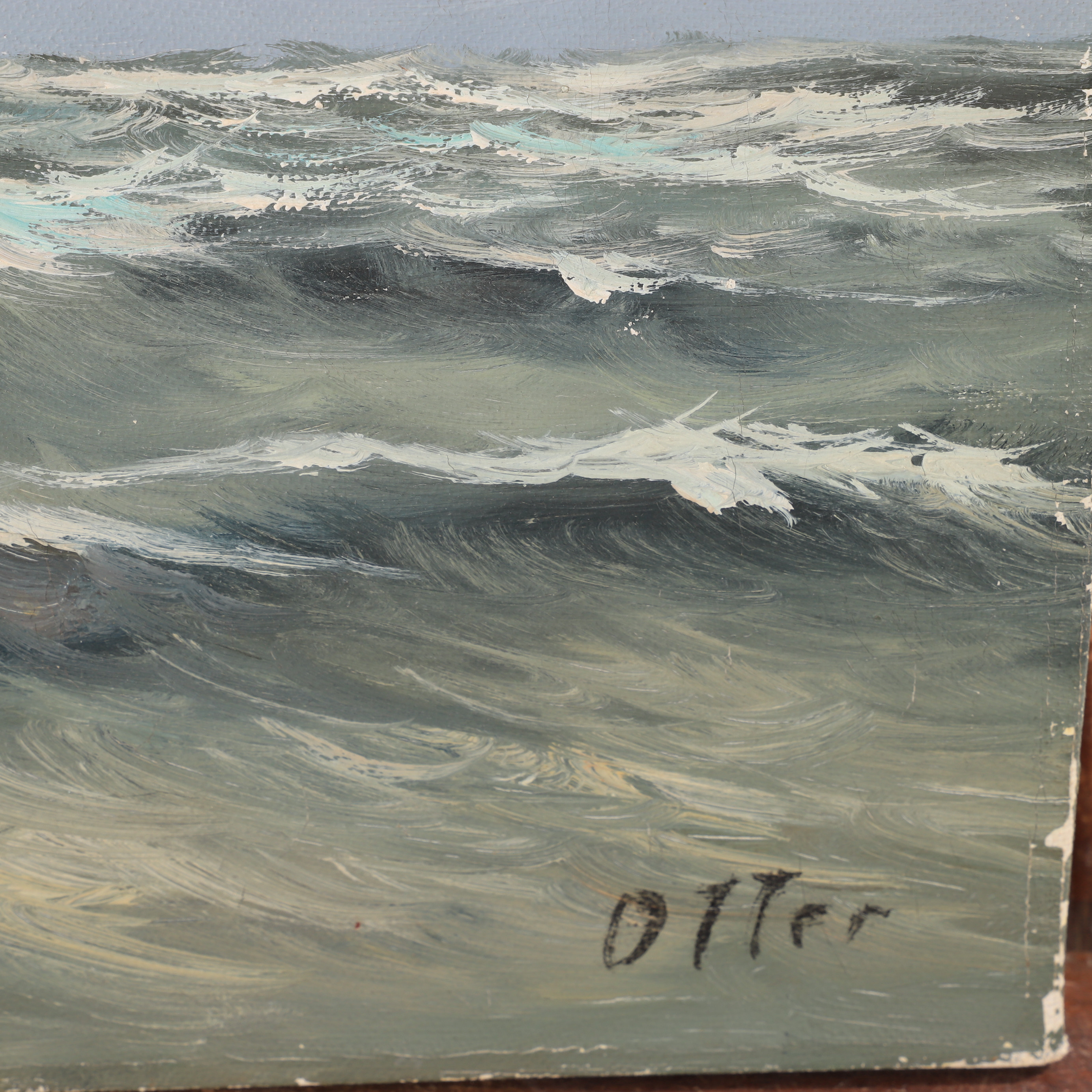 2109808. MAX OTTER. Merikuva veneillä, öljy kankaalle, signeerattu ...