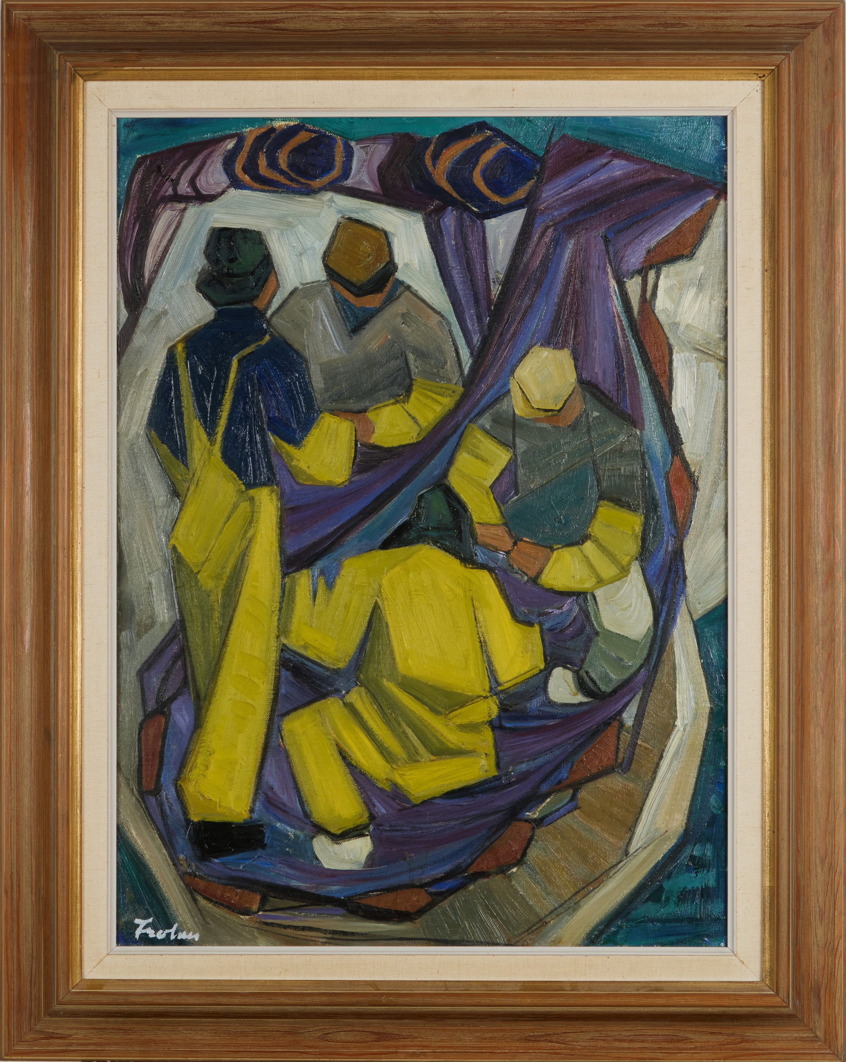 Images for 2112625. EINAR FROHM. Cubist figure scene, oil on canvas ...