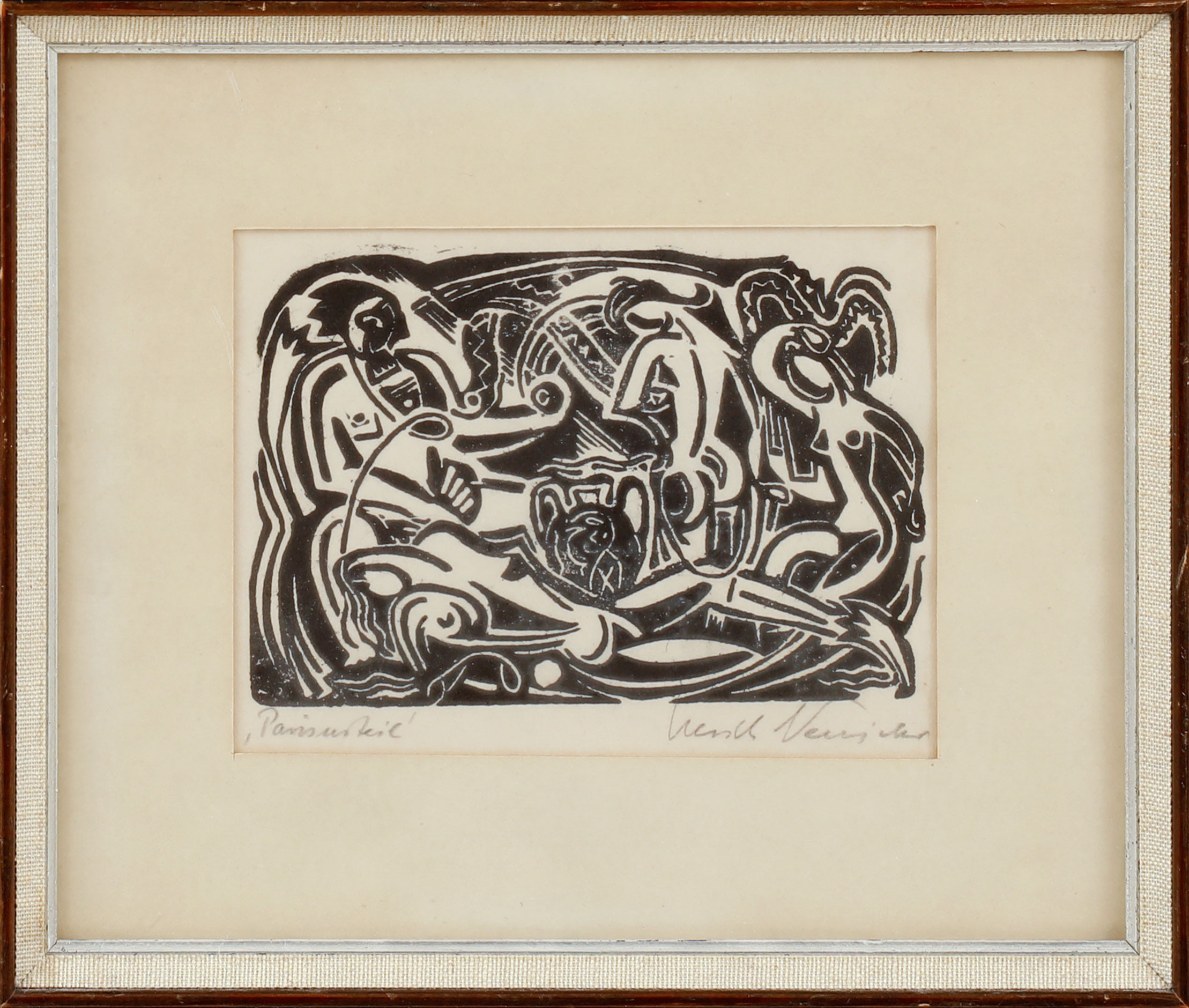 Images for 2127867. ULRICH NEUJAHR. Figure scene and parrots, woodcut ...