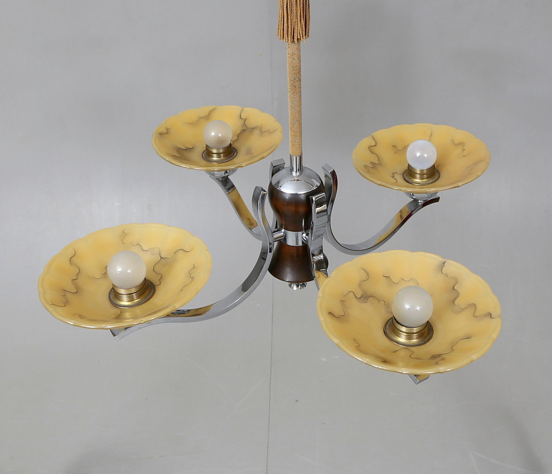 2153290. KATTOVALAISIN, art deco, puu ja kromi, 1930-luku, korkeus n ...