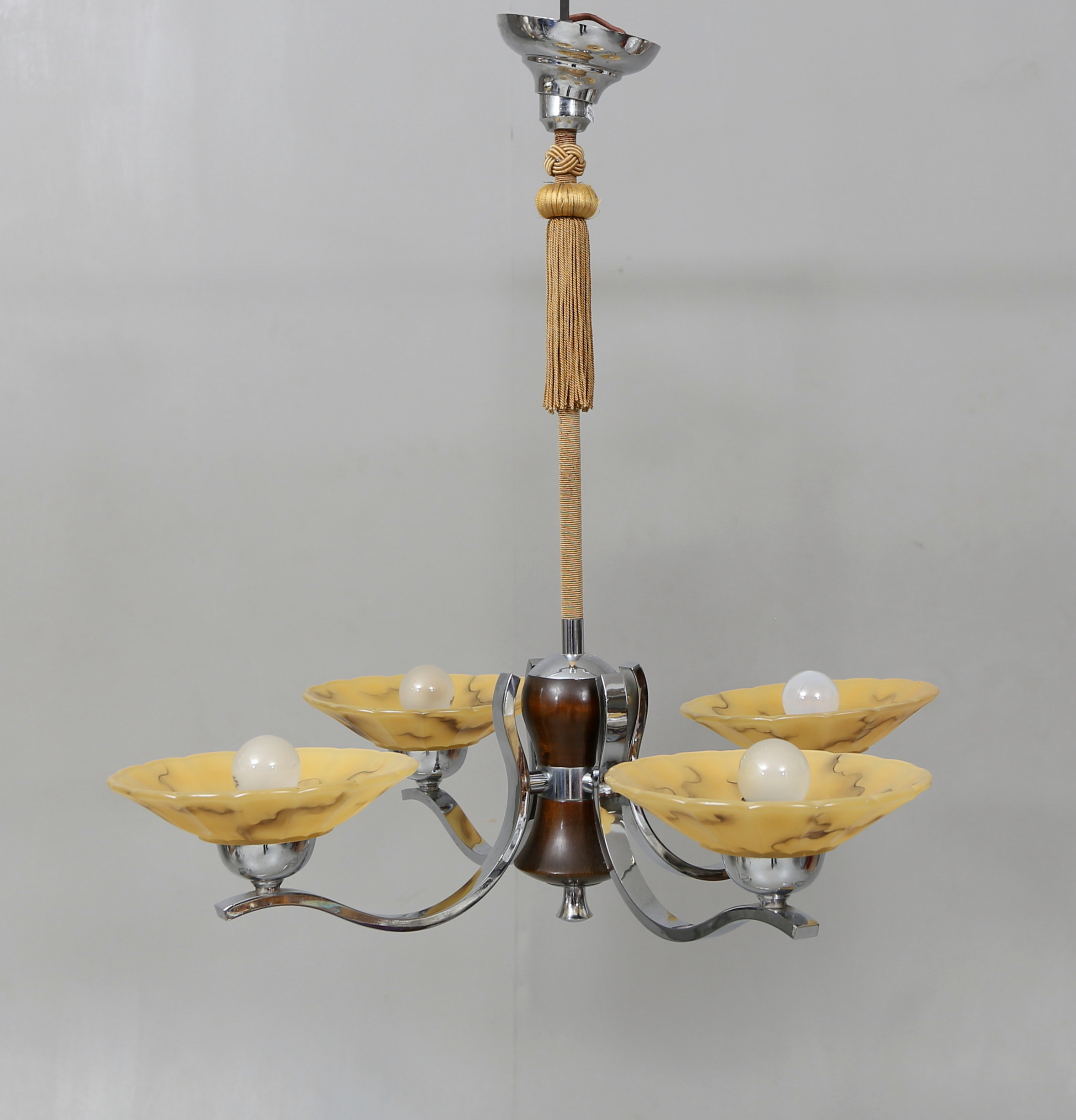 2153290. KATTOVALAISIN, art deco, puu ja kromi, 1930-luku, korkeus n ...