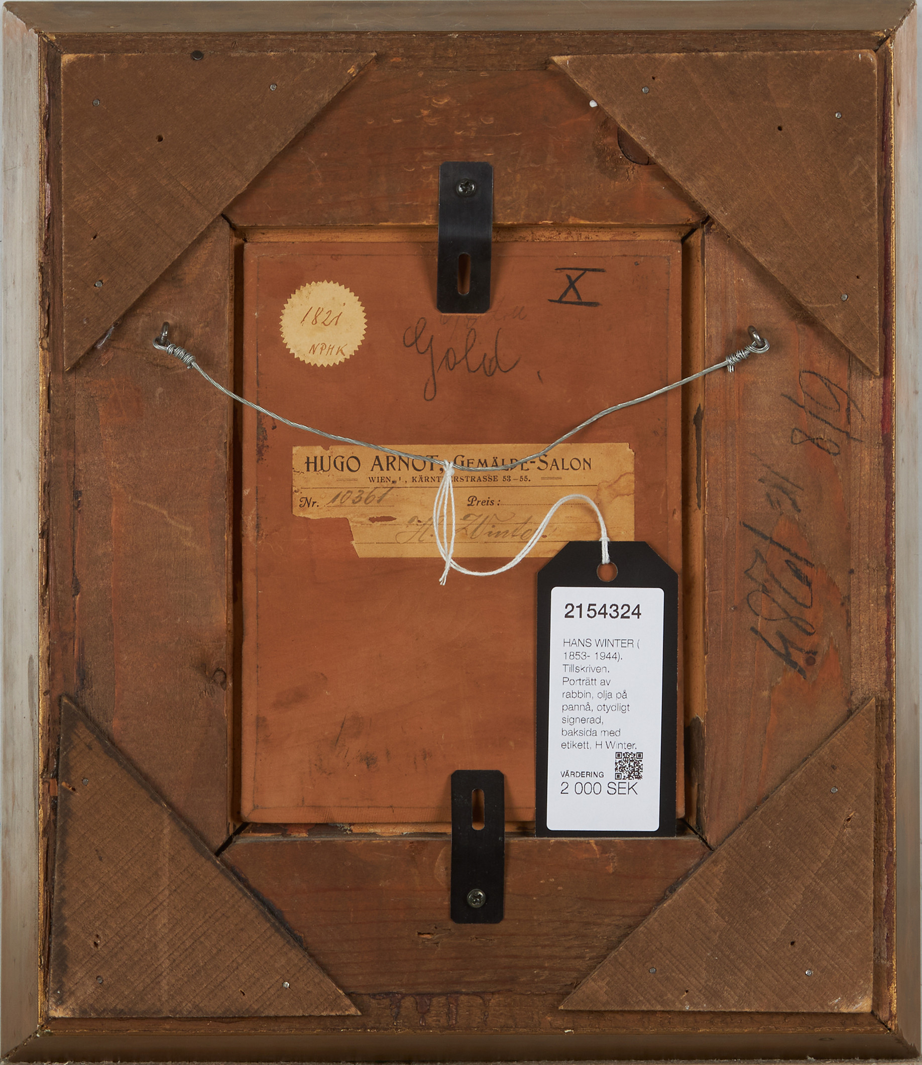 2154324. HANS WINTER ( 1853- 1944). Rabbin muotokuva, öljy Paneeli ...