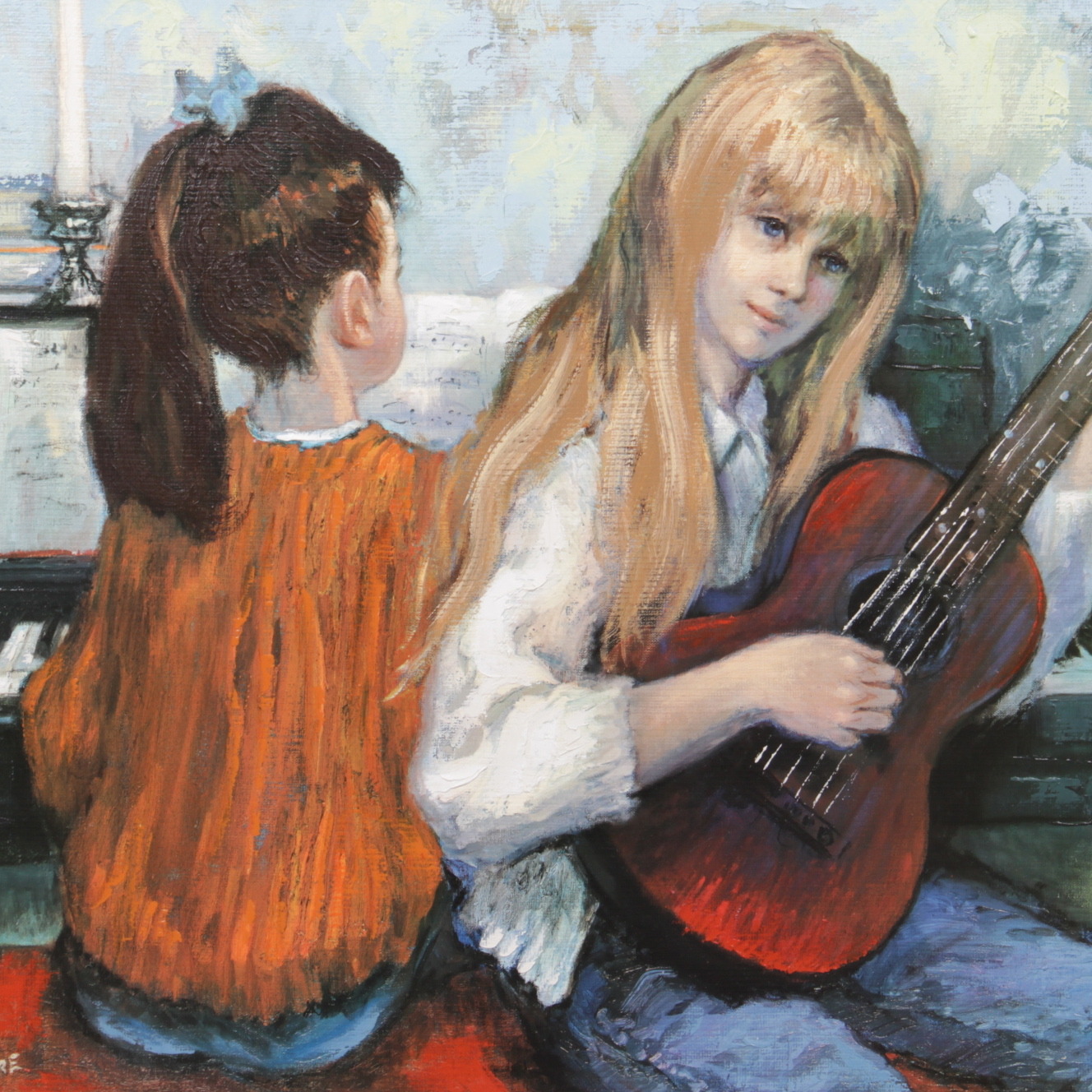 Images for 215722. MARTHA MOORE. Oil on canvas, children's musicians ...