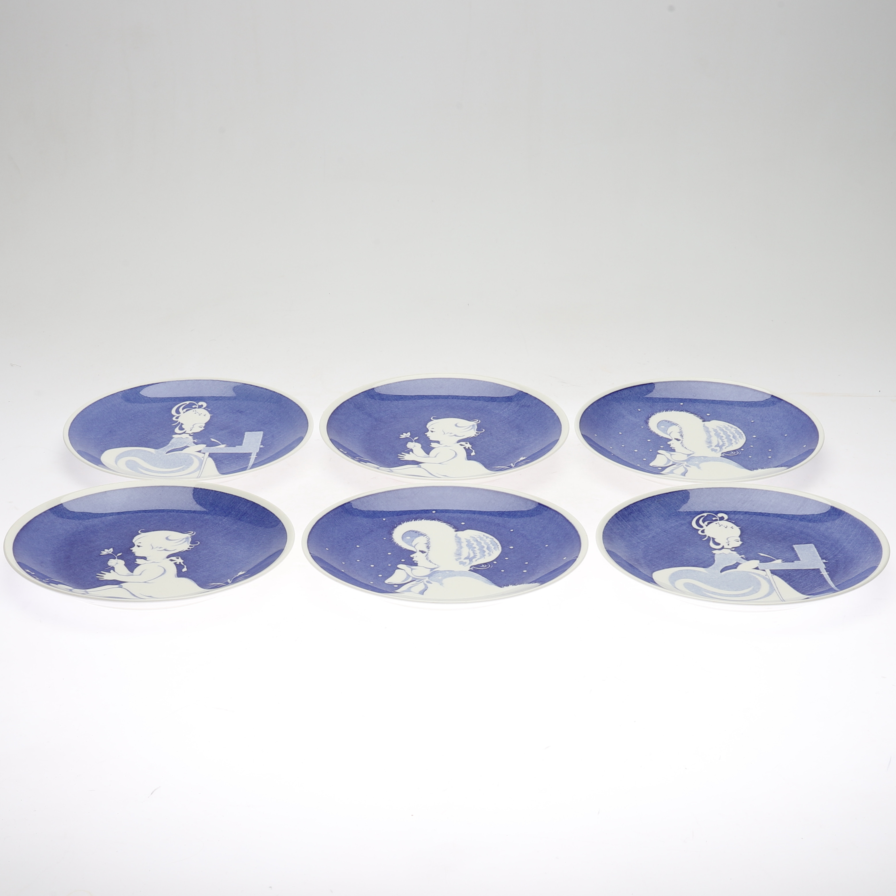 2160568. KERÄYSLAATOT, 6 kpl, posliini, "Einar Nerman", Gustavsberg ...