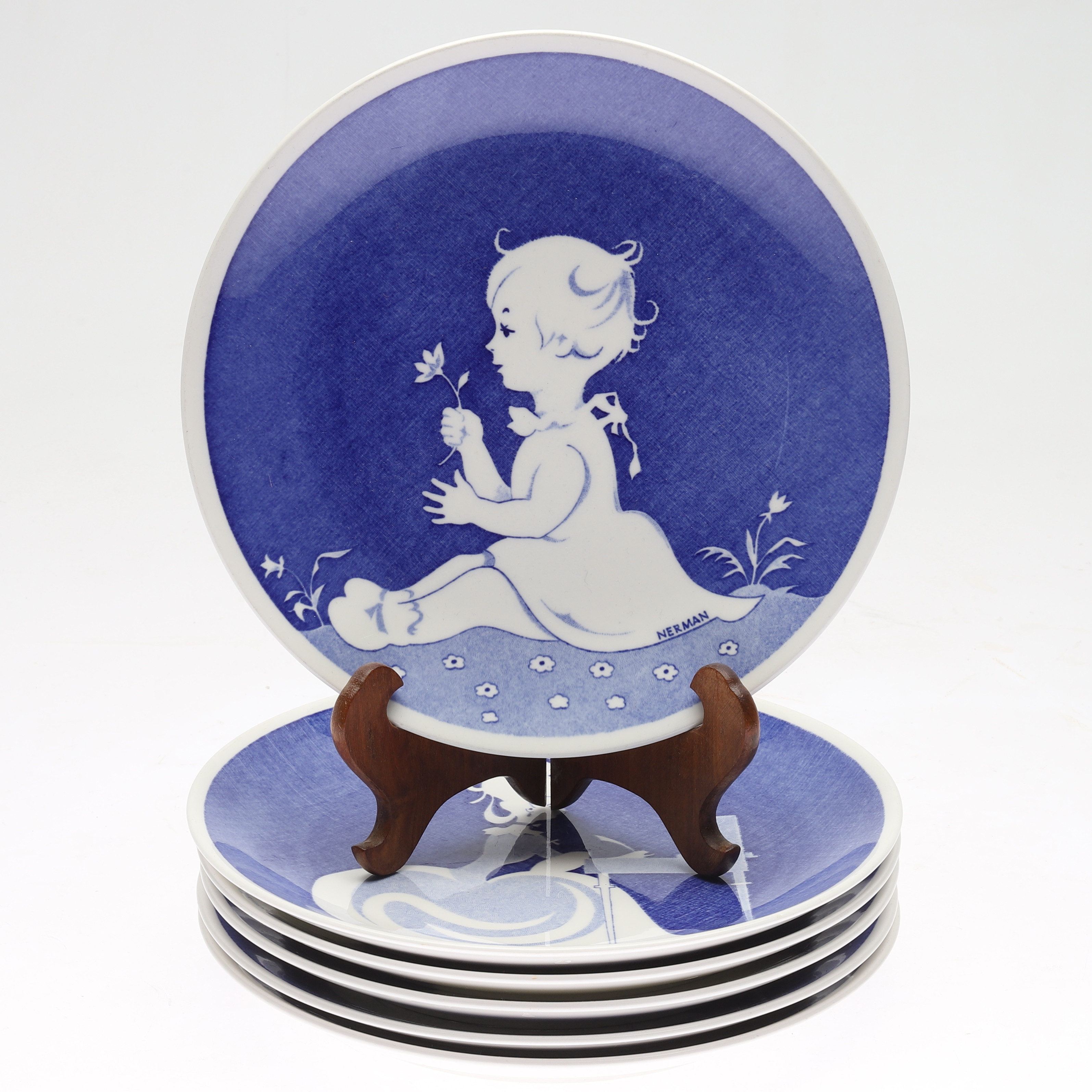 2160568. KERÄYSLAATOT, 6 kpl, posliini, "Einar Nerman", Gustavsberg ...