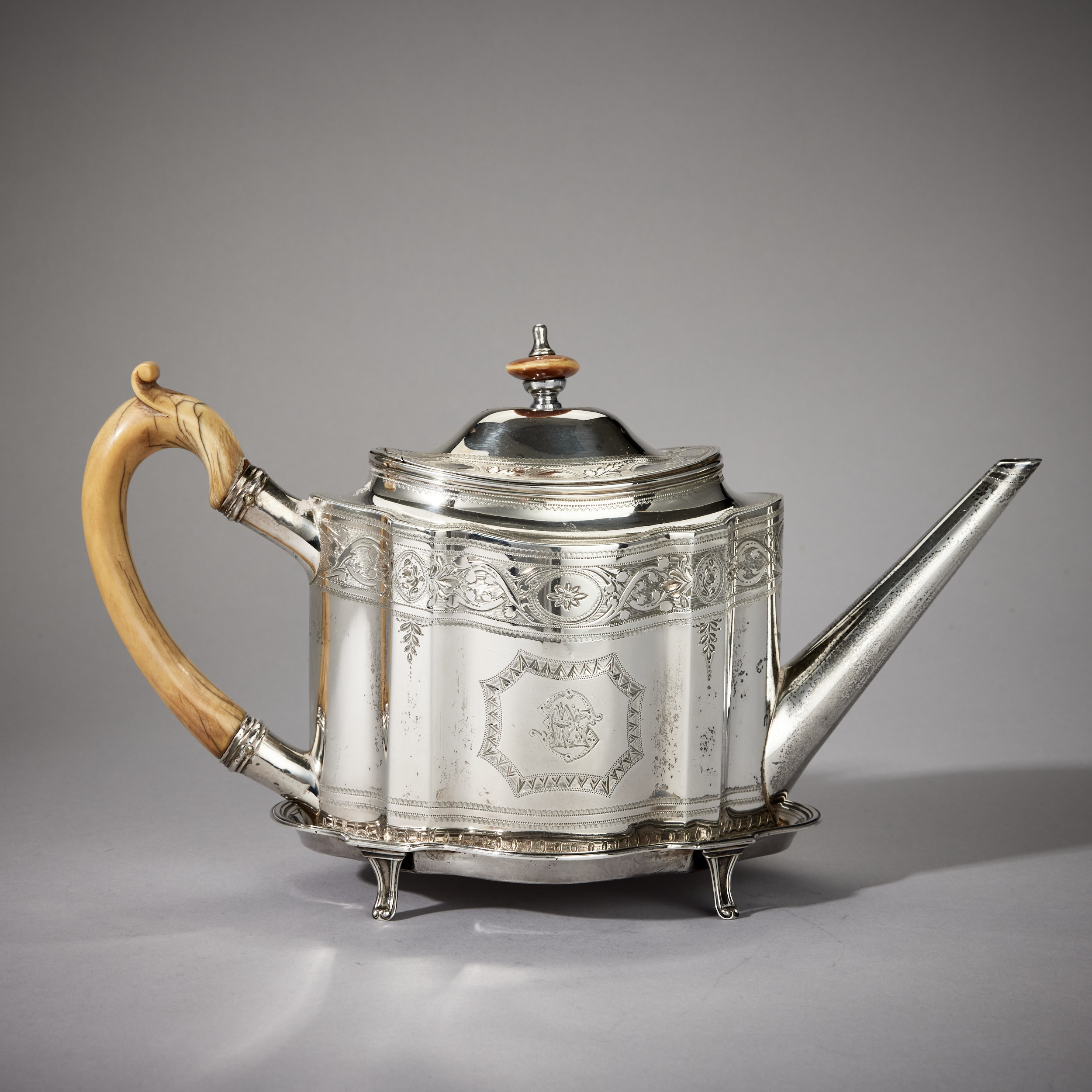 Images for 2163081. An English 18th century silver tea-pot and tray ...