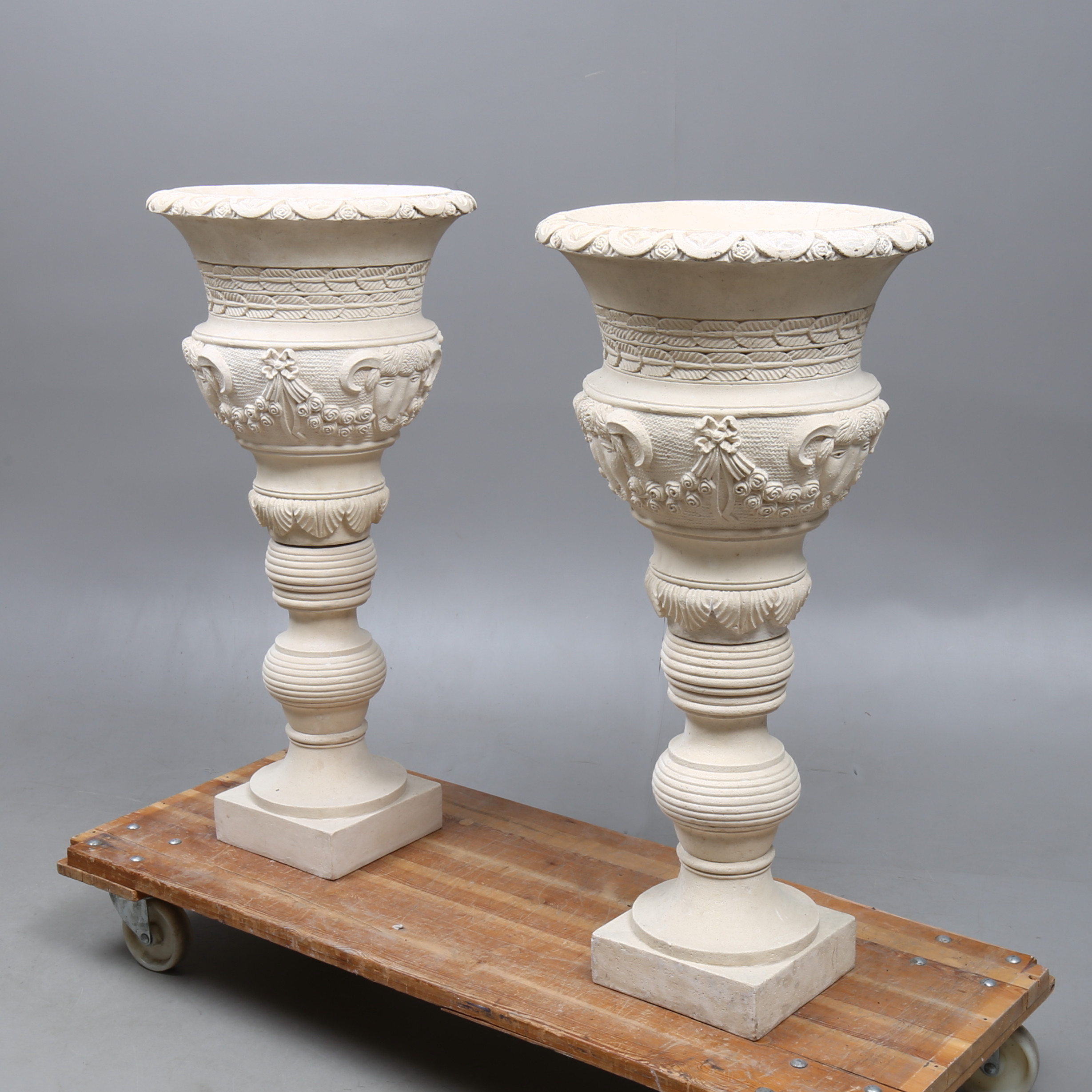 Images for 2167111. GARDEN URNS, 1 pair, cast stone, Satyr, modern ...