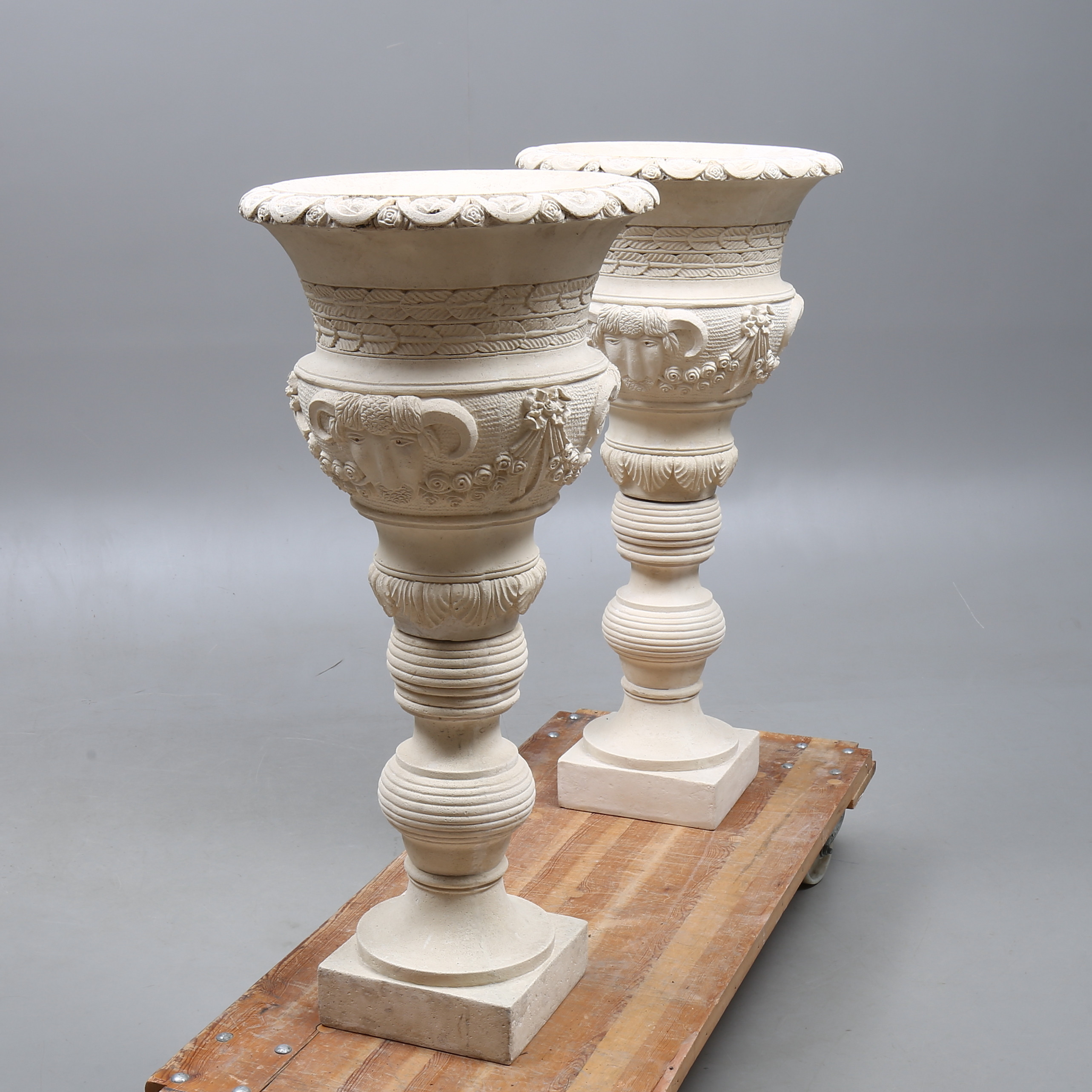 Images for 2167111. GARDEN URNS, 1 pair, cast stone, Satyr, modern ...